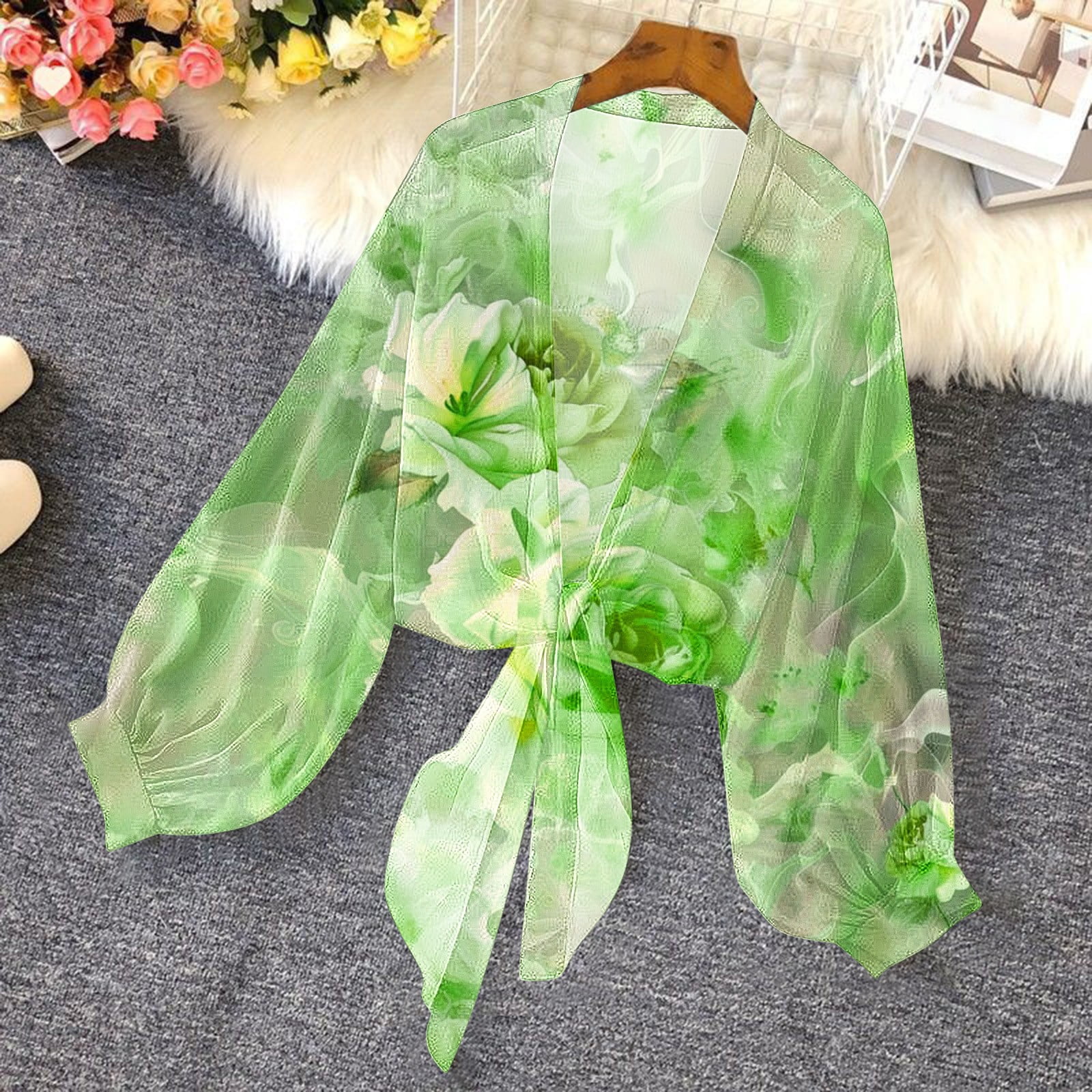 Jjayotai Plus Size Women Shrugs Chiffon Cardigans, Summer Tie Front ...