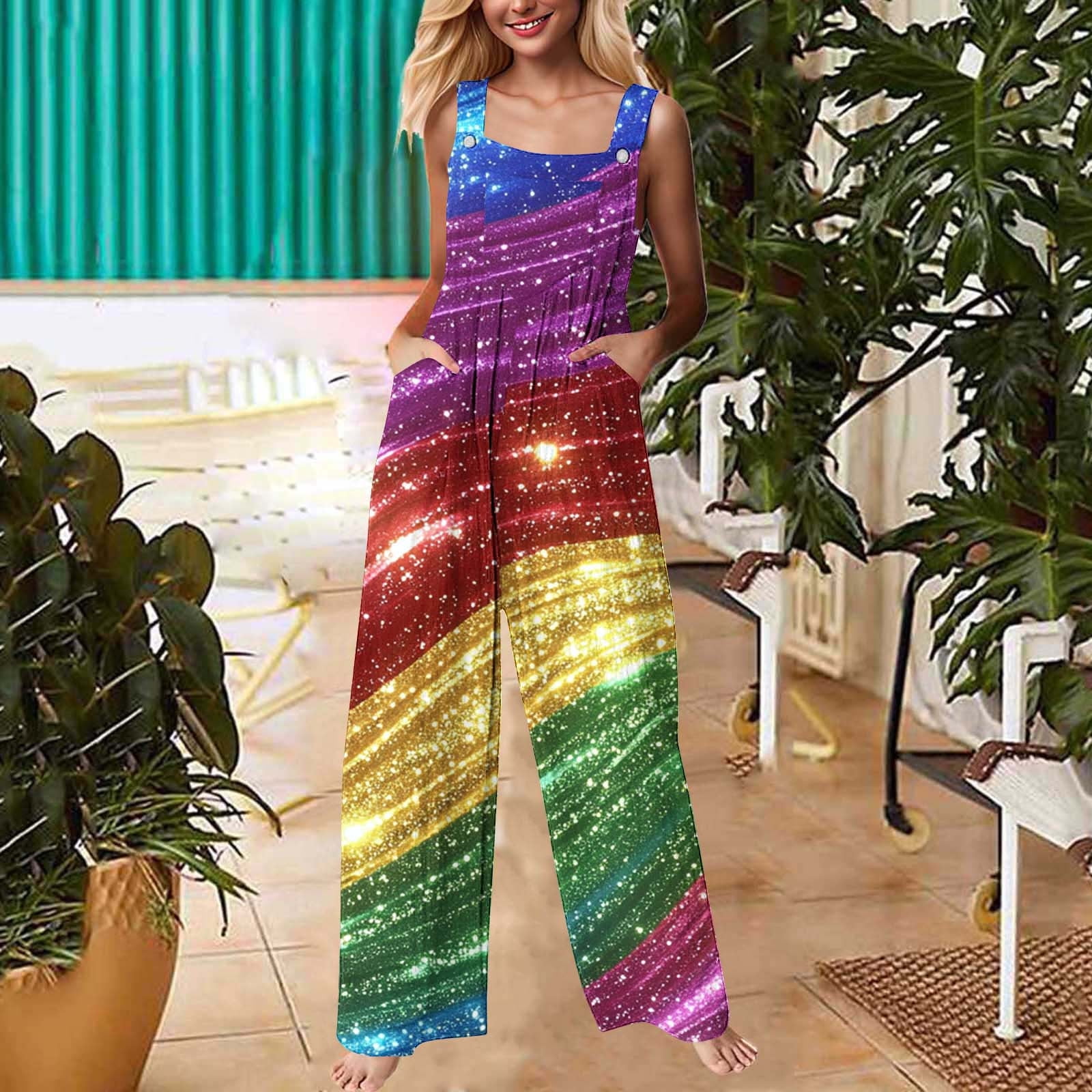 Jjayotai Sparkly Sequin Jumpsuit Clearance, Halter Square Neck Backless ...