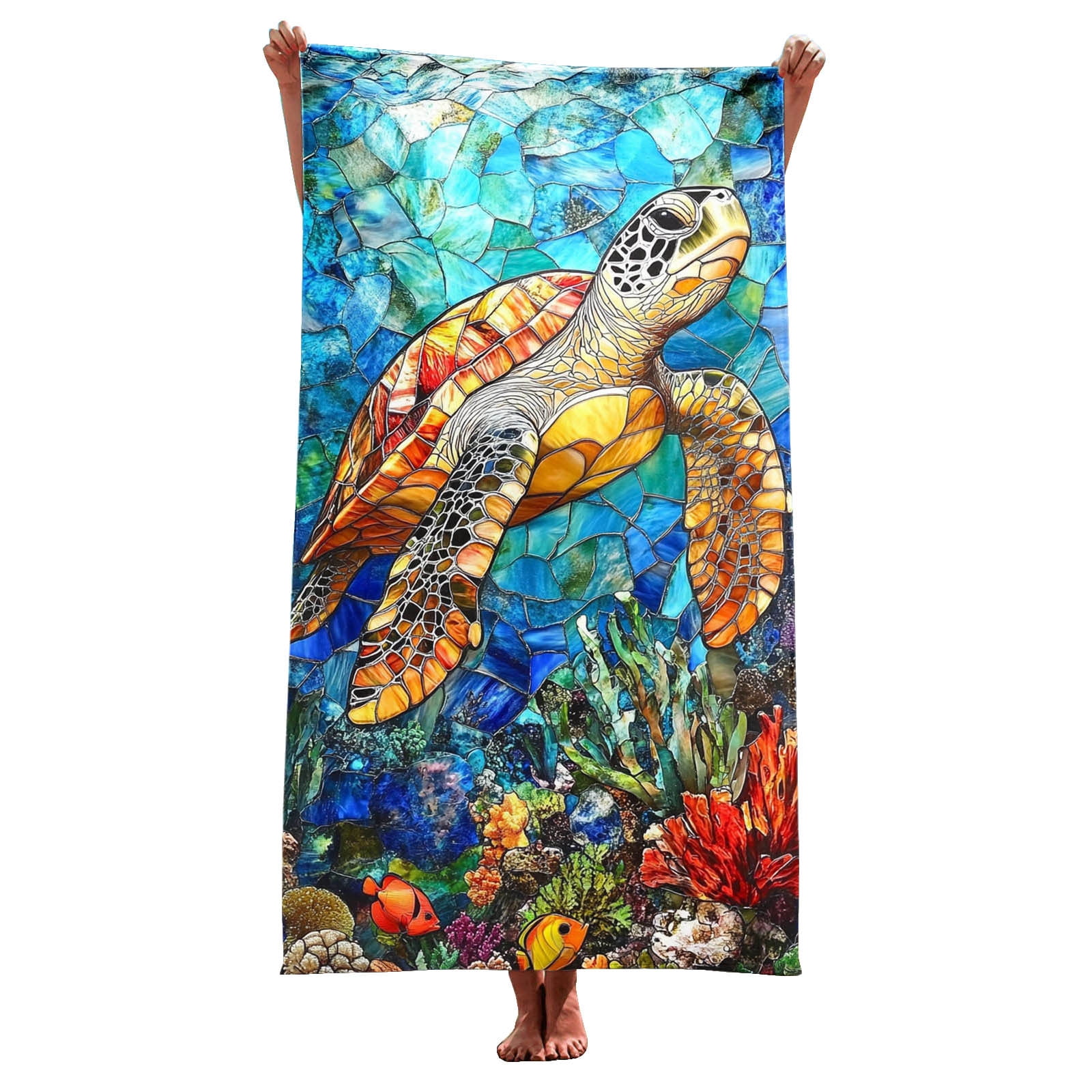 Jjayotai Turtle Sandy Beach Bath Hand Towels, Washable Absorbent Travel ...