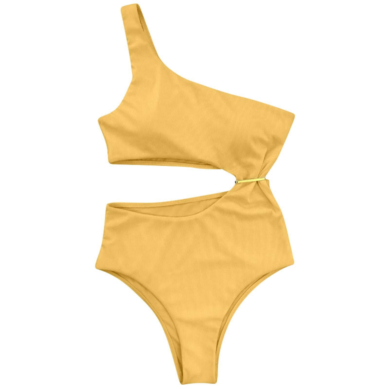 Jjayotai Womens One Shoulder One-Piece Swimwear Clearance, Solid Cutout ...