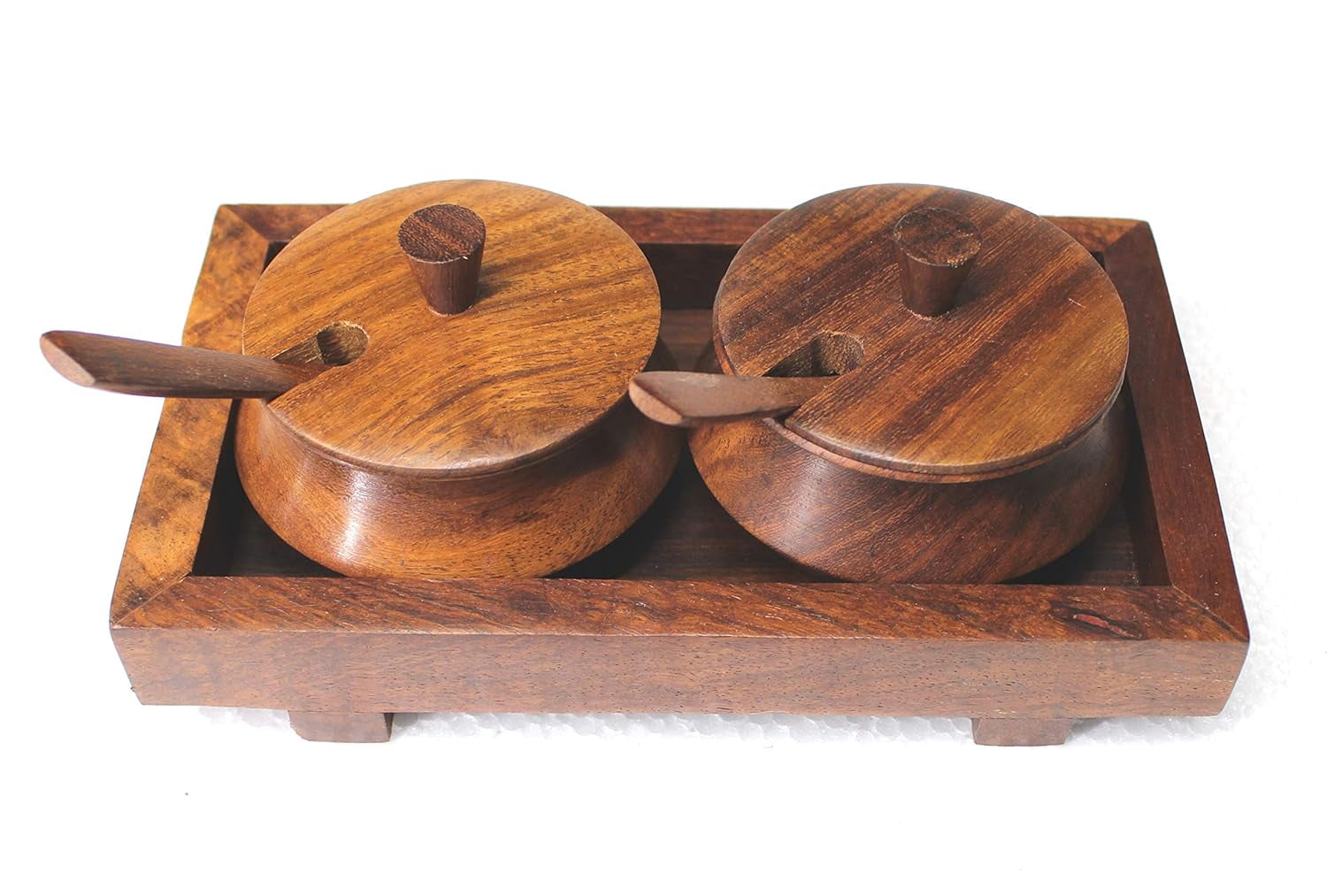 Jk handicrafts Sheesham Wooden Jars Table Top Mukhwas Container Kitchen ...