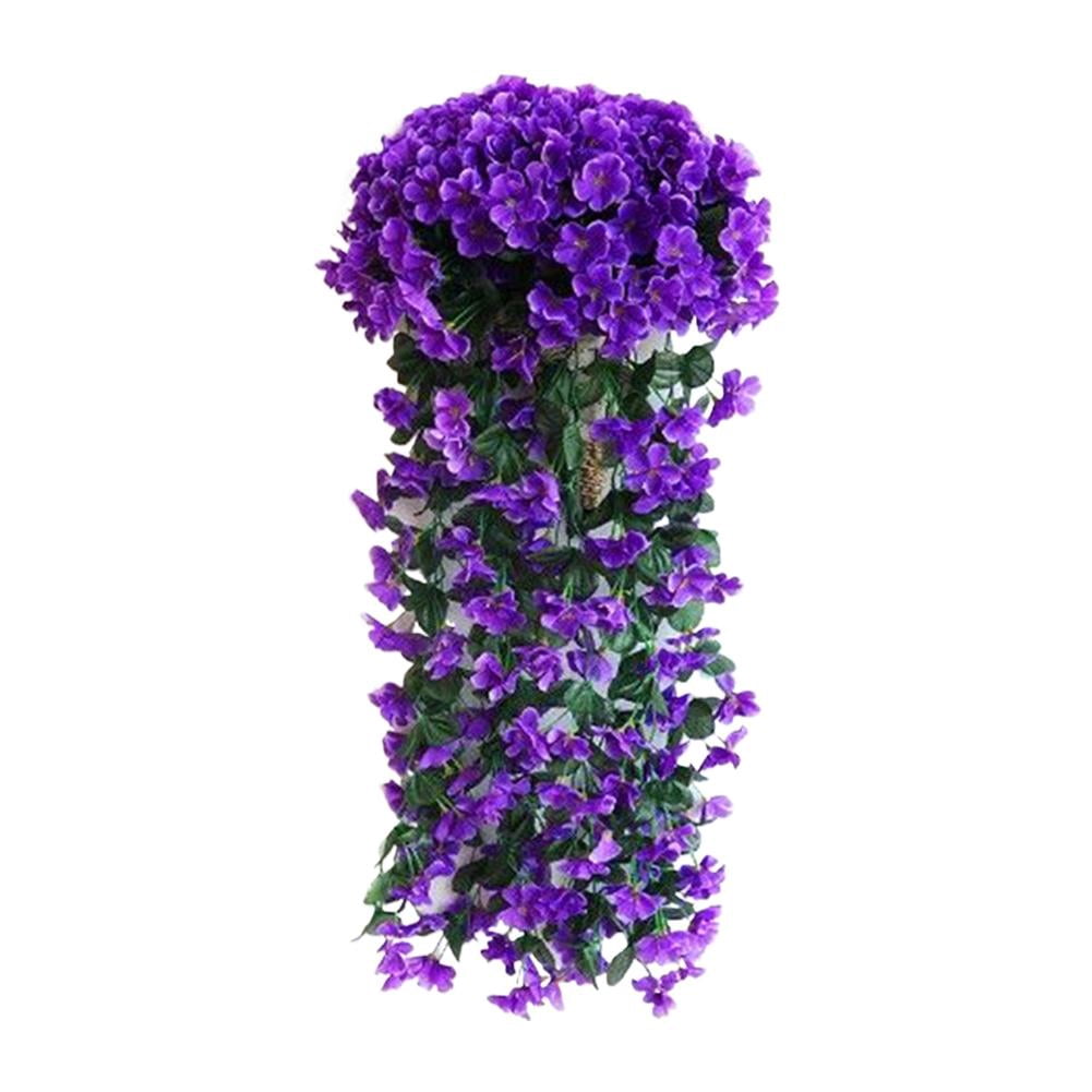 Jkapagzy Artificial Hanging Flowers Fake Hanging Plants Violet Flowers ...