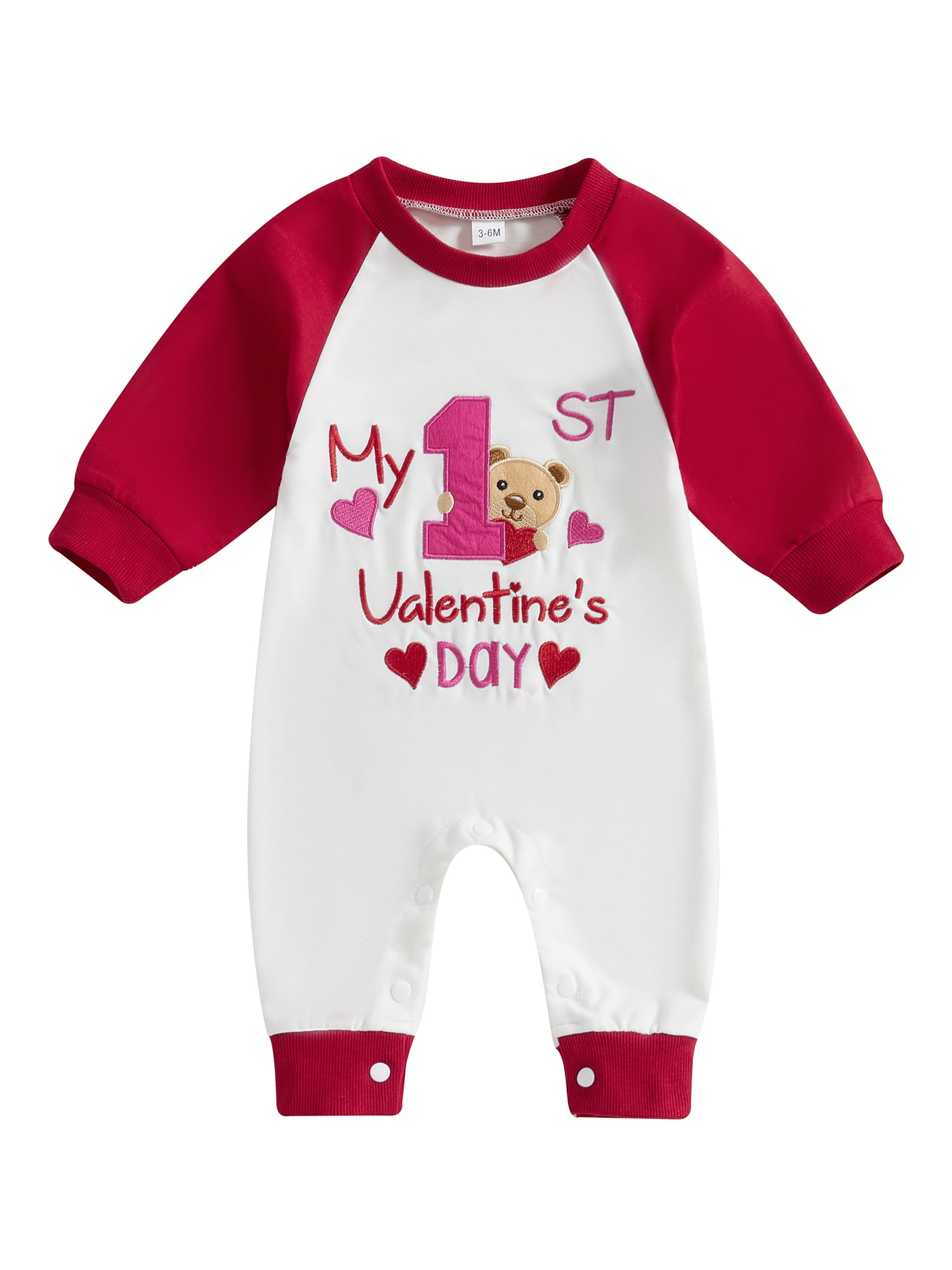 Jkerther Baby Girl Boy My 1st Valentines Day Outfit Heart Letter One Piece Romper Jumpsuit 0 ...