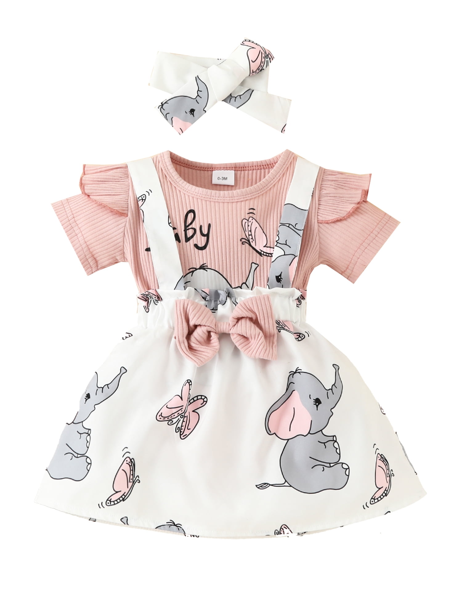Jkerther Infant Newborn Baby Girl Elephant Outfits Headband Romper ...