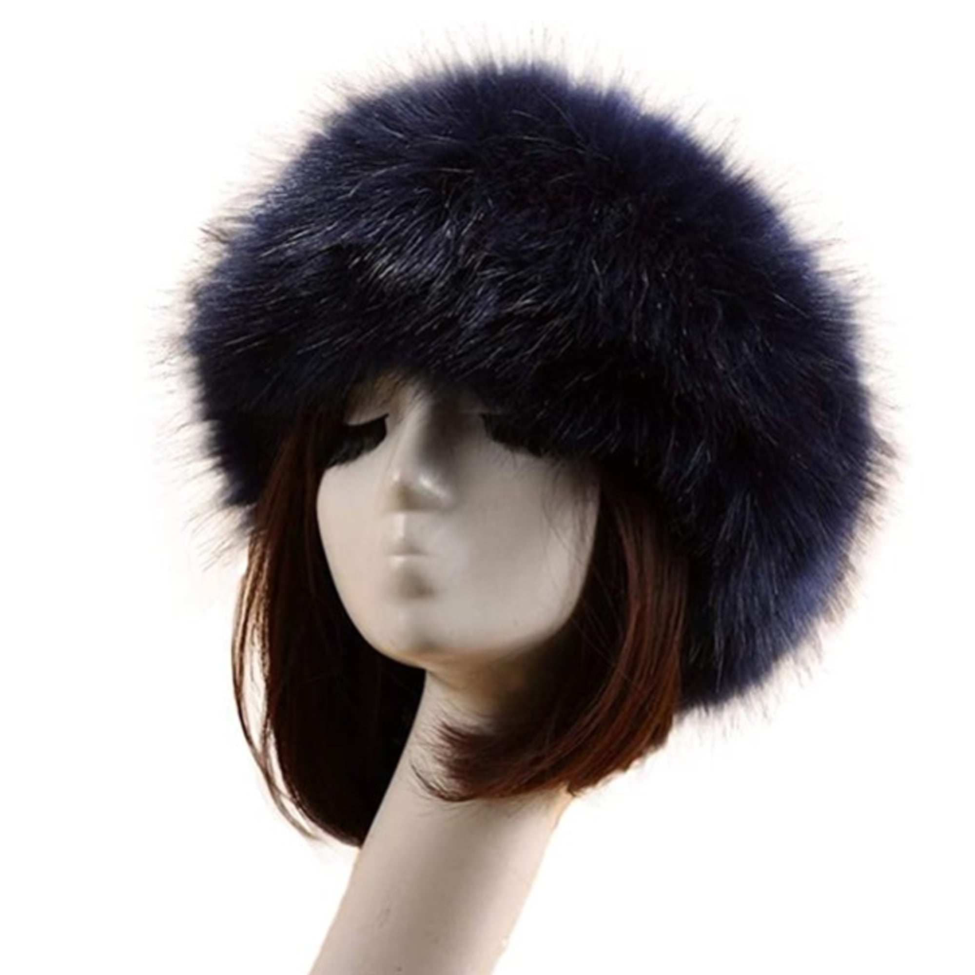 Jkerther Thick Fluffy Russian Cap Faux Fur Headband Hat Winter ...