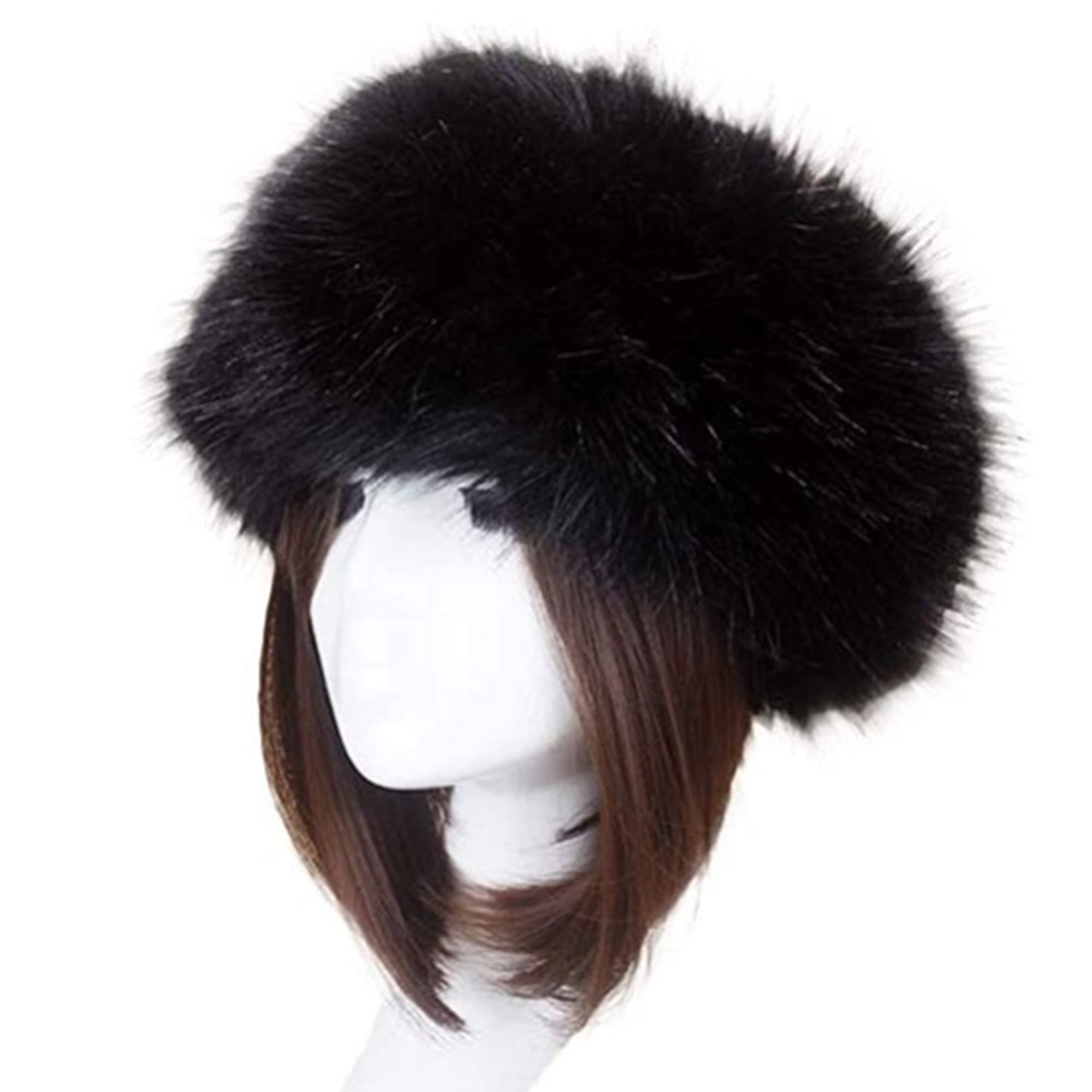 Jkerther Thick Fluffy Russian Cap Faux Fur Headband Hat Winter ...