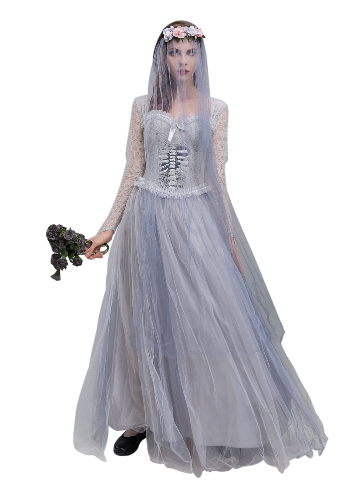 Jkerther Womens Ghost Bride Costume Vampire Zombie Long Dress Halloween ...