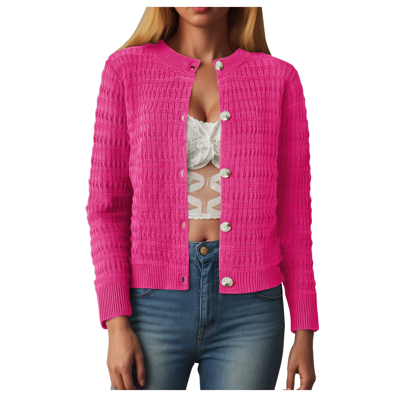 Jkety Lightweight Summer Crochet Cardigan for Women Short Sleeve Kimono ...
