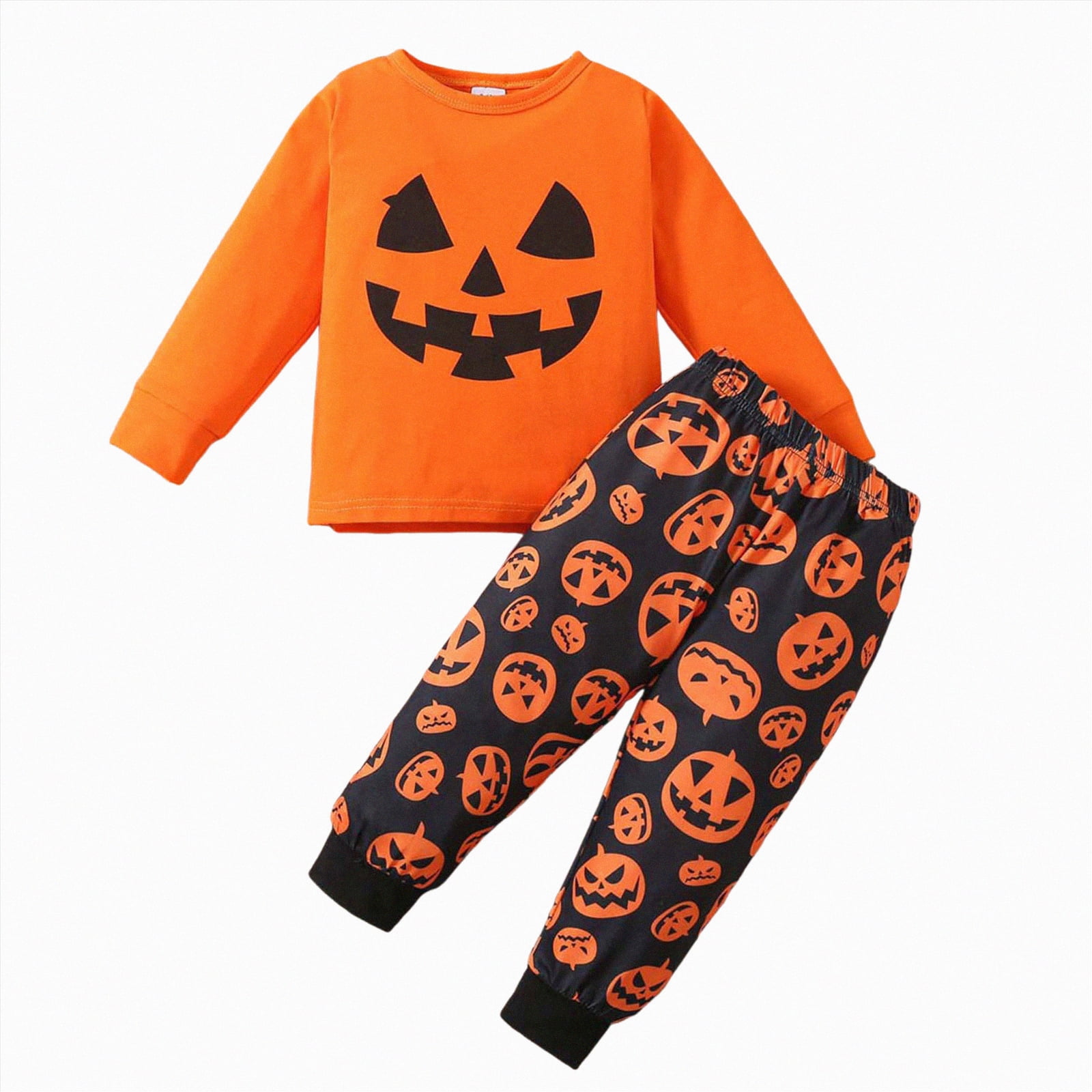 Jkety Toddler Boy Halloween Toddler Baby Boys Girls Halloween Pumpkin Letter Print Long Sleeve ...