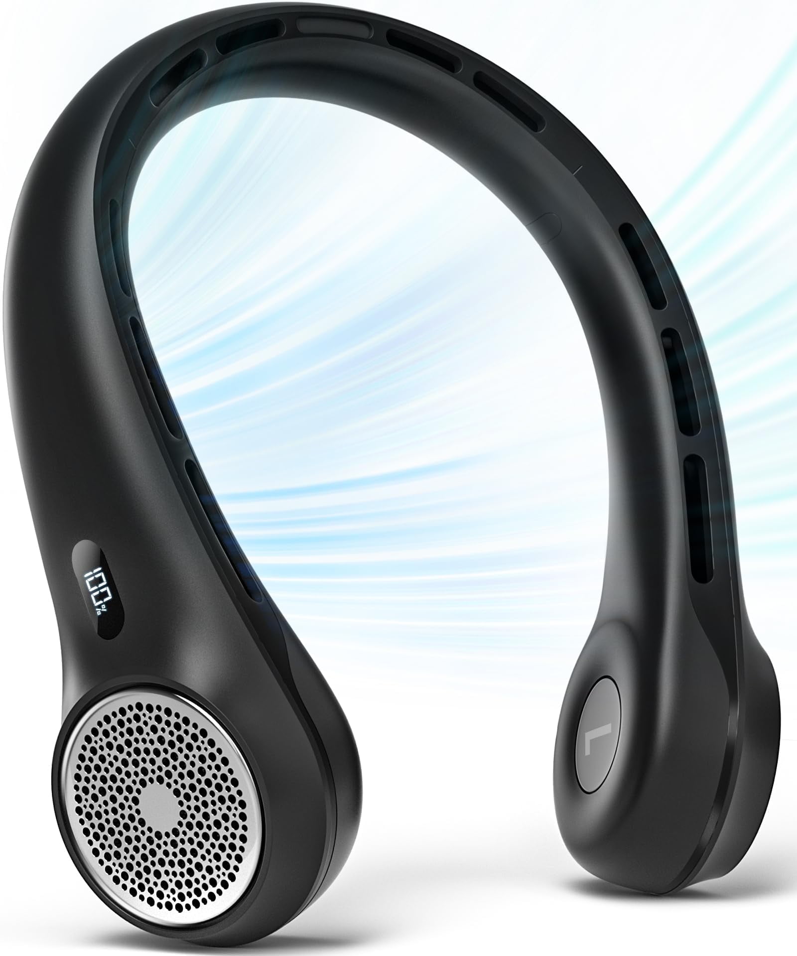 Jkjoy Portable Neck Fan with LED Display, 3-Speed Adjustable, 4000mAh ...