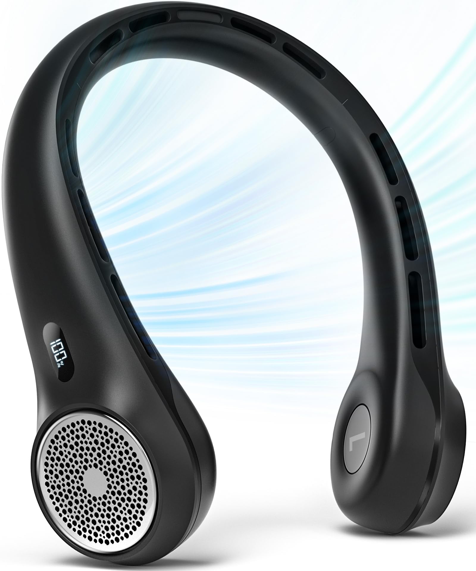 Jkjoy Portable Neck Fan with LED Display, 4000 mAh Bladeless Neck Fan for Indoor and Outdoor ...