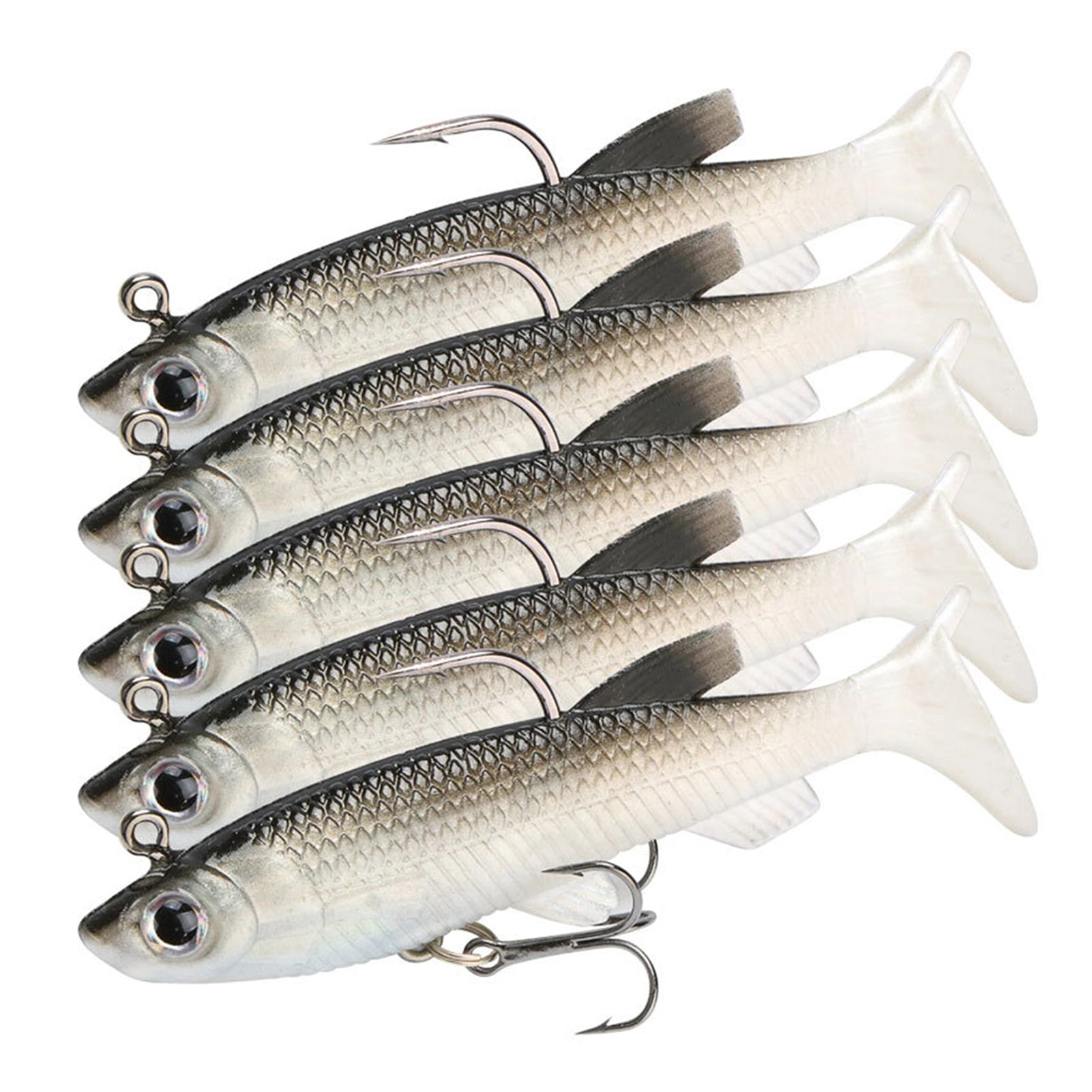Jkung 1/2/5Pcs 8CM/14G Soft Fishing Lure with Hook T-shape Tail ...