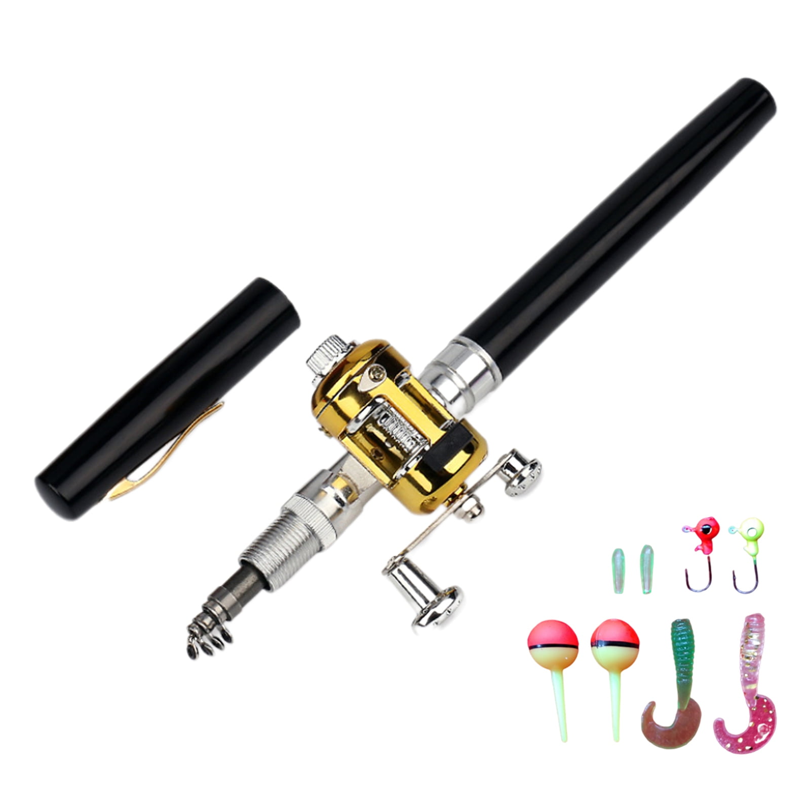 Jkung 1.4/1.6M Pen Fishing Rod with Spinning Reel Heavy Duty Mini ...