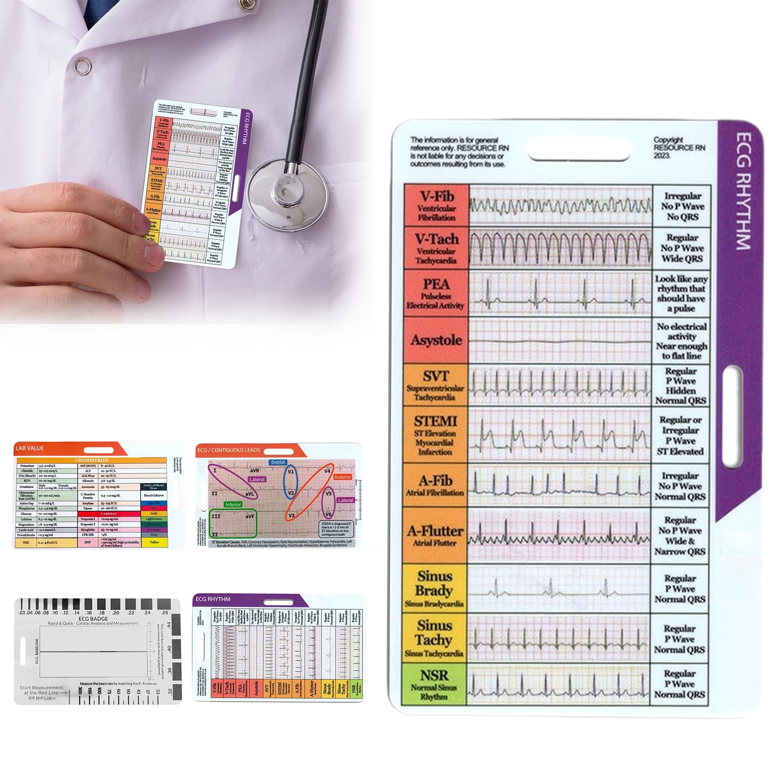 Jkung 1/4Pcs Transparent EKG Calipers Reference Badge ID Cards ...