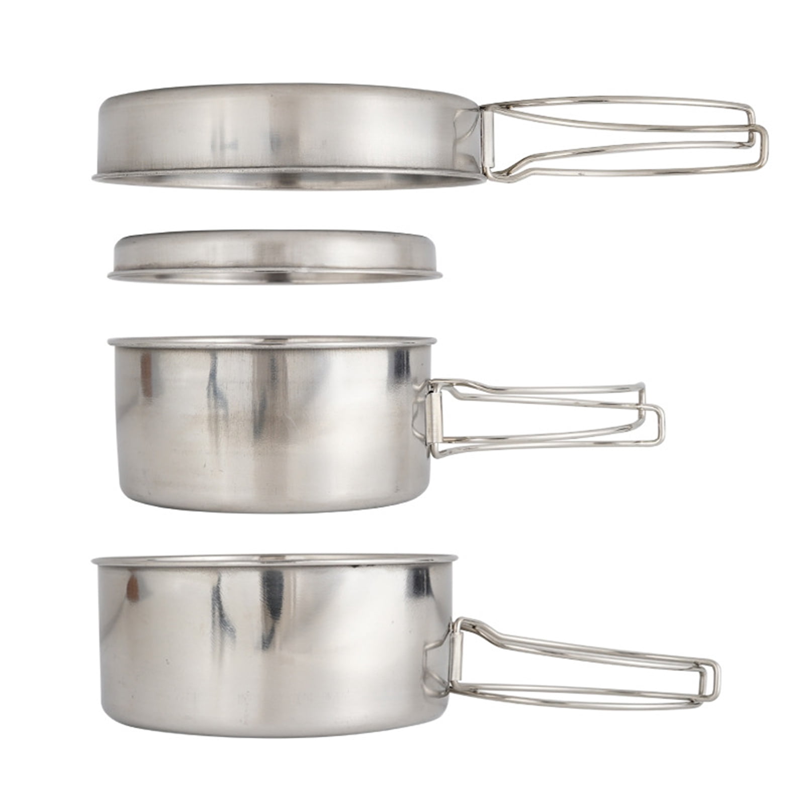 Jkung 1 Set Stackable Stainless Steel Camping Cookware Set for 1-3 ...