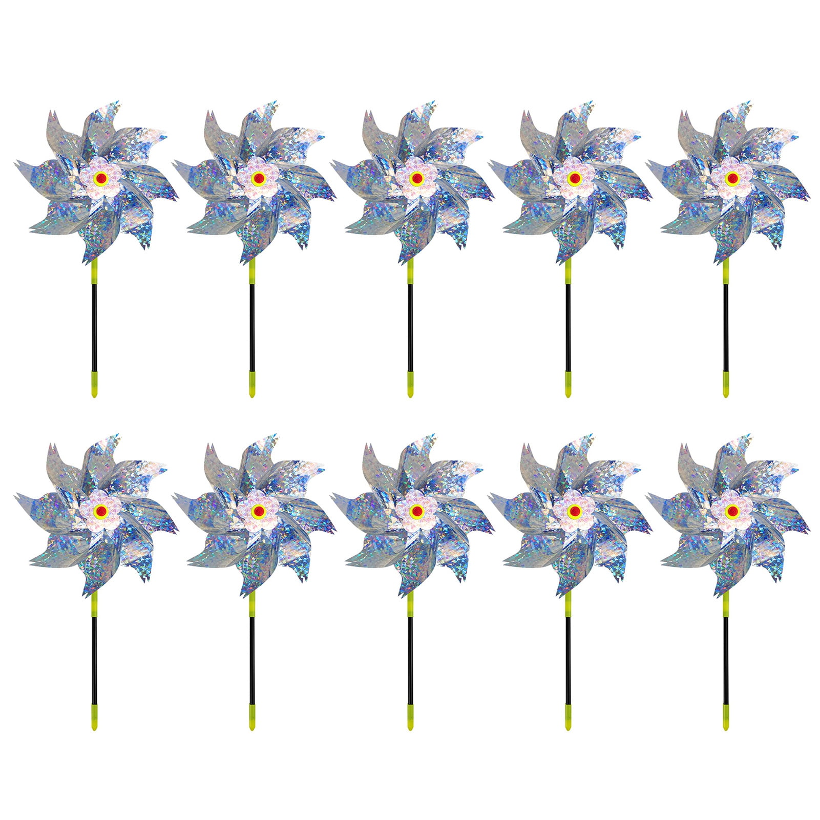 Jkung 10 Pcs Garden Pinwheel Bird Deterrent 20.5" Tall Outside ...