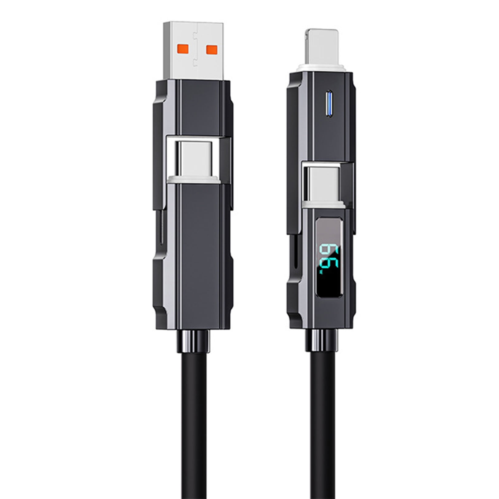 Jkung 100CM 4‑in‑1 Charging Cable-LED Display, USB A, Type‑C, 8‑Pin, PD ...