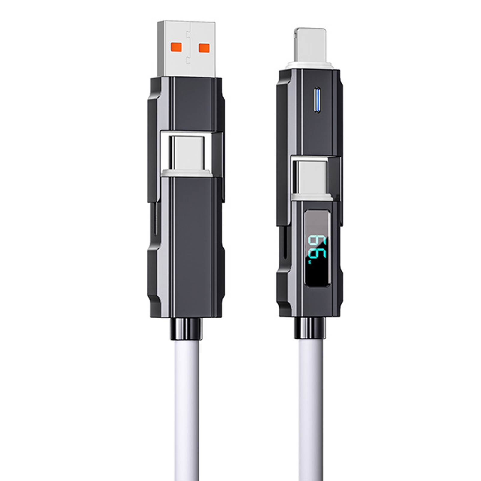 Jkung 100CM 4‑in‑1 Charging Cable-LED Display, USB A, Type‑C, 8‑Pin, PD ...