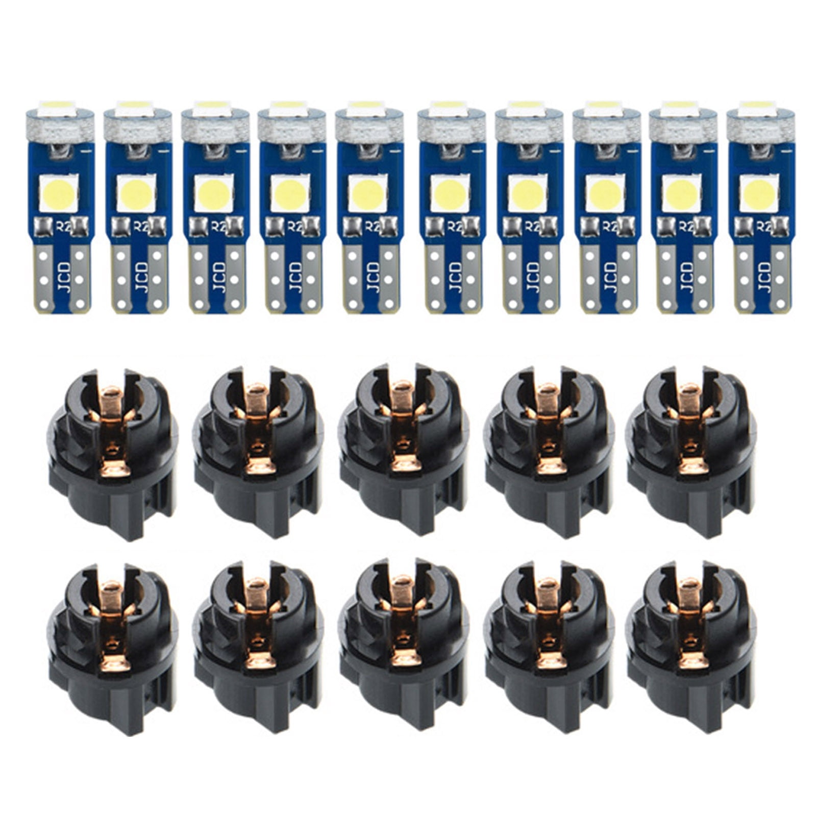 Jkung 10Pcs T5 Car Dashboard Light Lamp Holder Super Bright 3030-3SMD ...