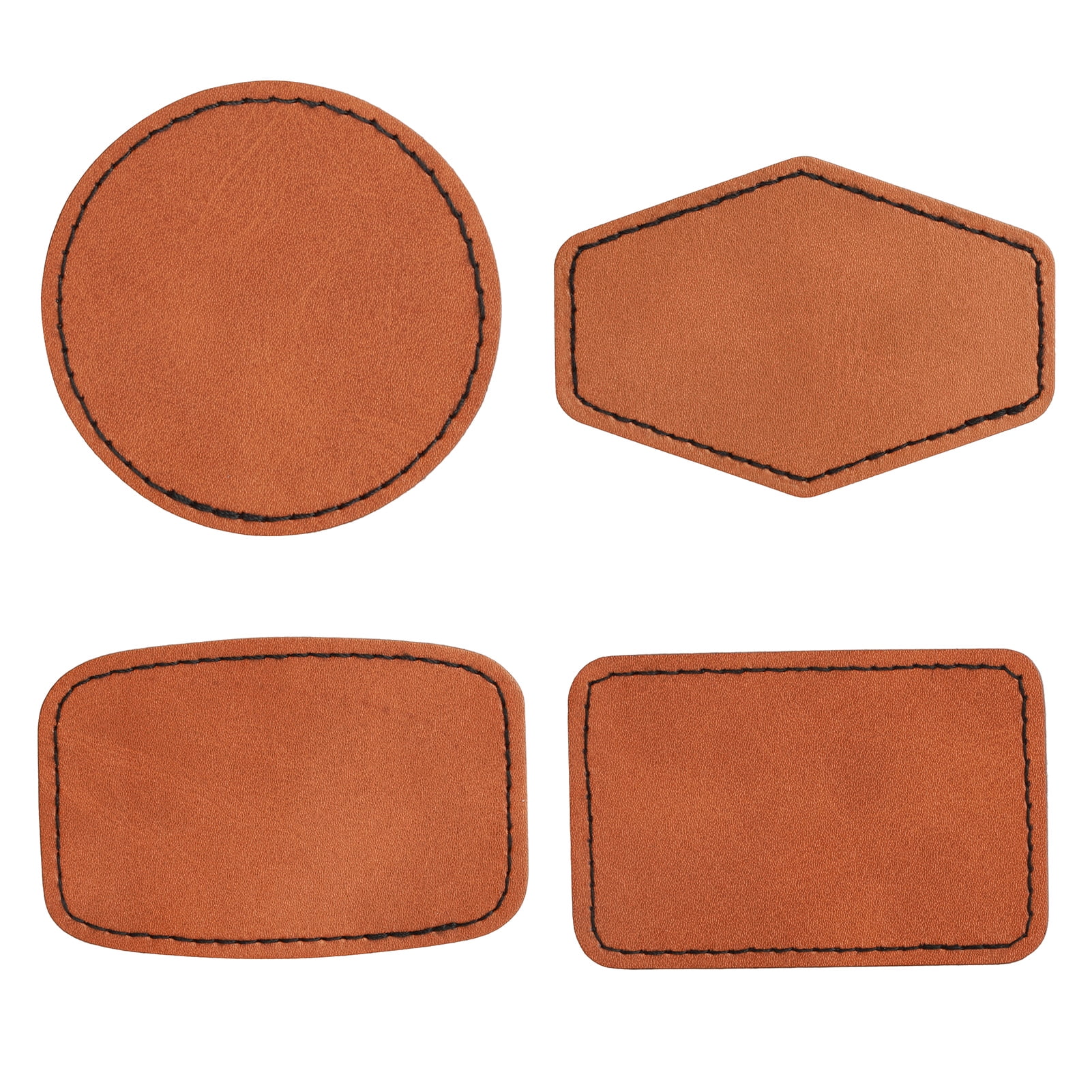 Jkung 120Pcs Rectangle Round Faux Leather Patches Hexagon Flat Shape Unique Process Thick ...