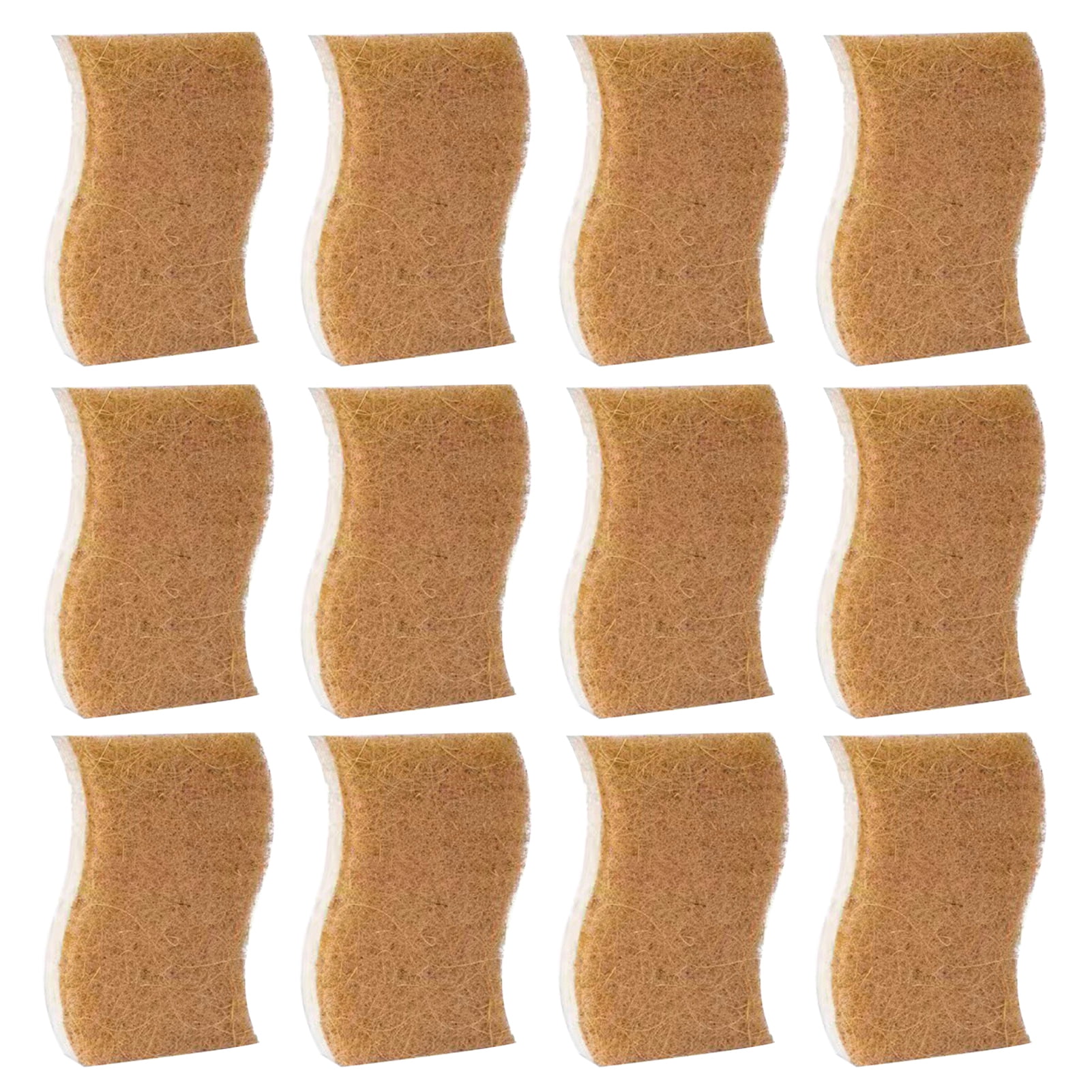 Jkung 12Pcs Natural Kitchen Sponge with Coconut Scrubber Biodegradable ...
