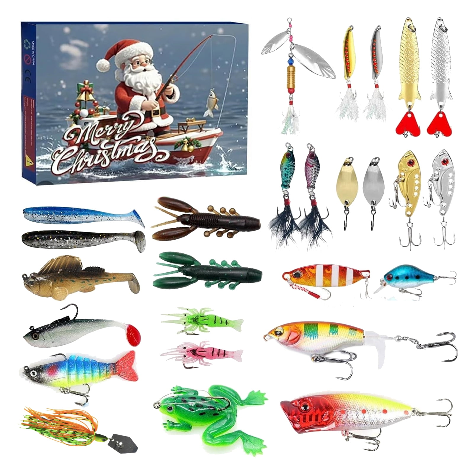 Jkung 24/26Pcs/Set Christmas Fishing Lure Advent Calendar Artificial ...