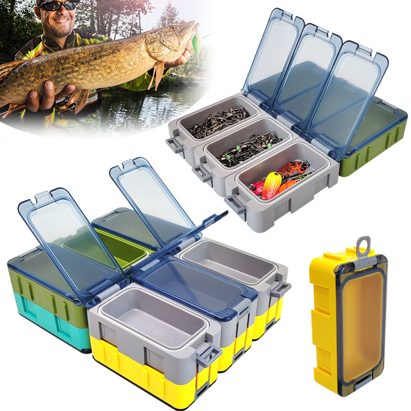 Jkung 3Pcs/Set Fishing Lure Box Glow-in-the-dark Portable Waterproof ...