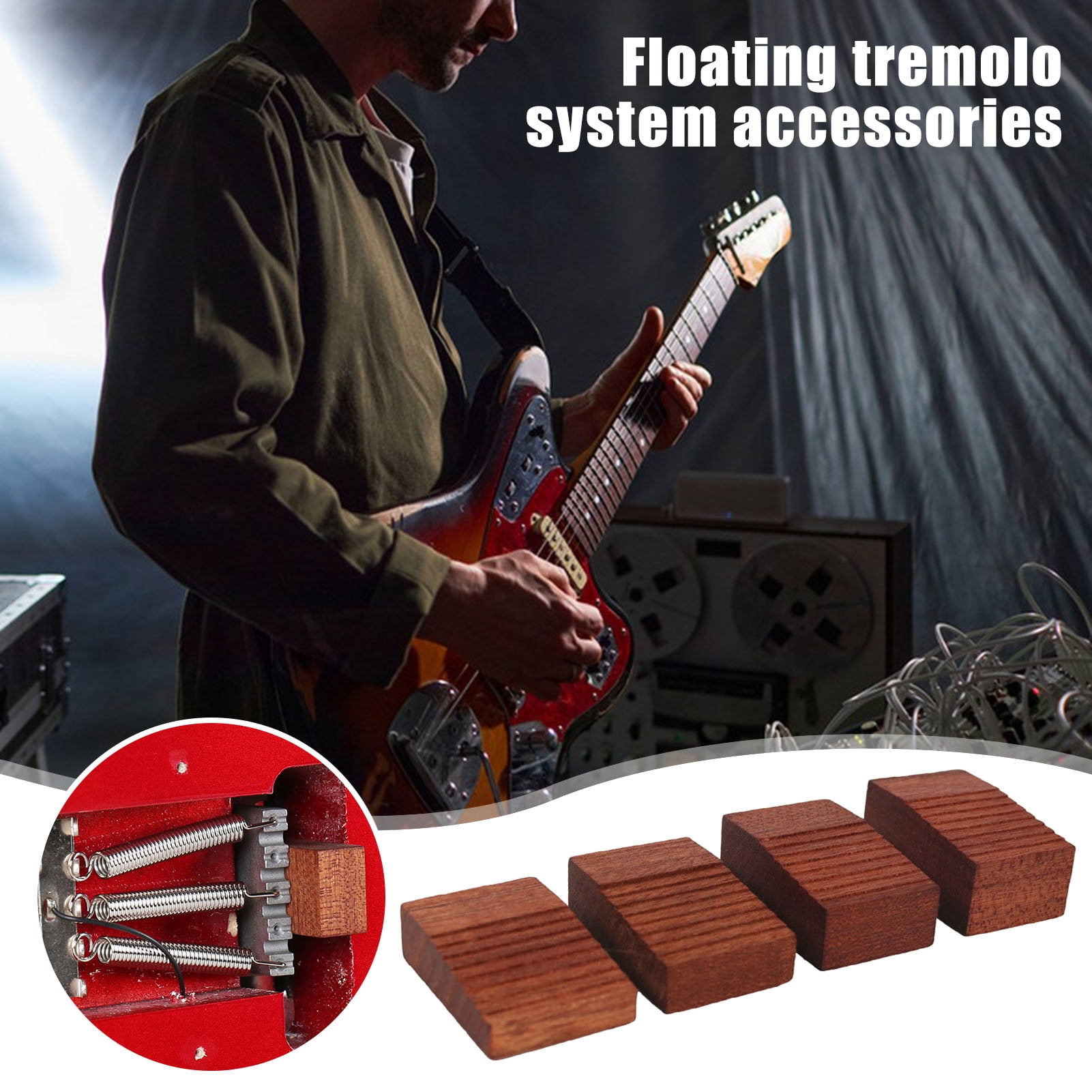 Jkung 4Pcs Floating Tremolo Set Up Blocks Wood Electric Guitar Tremolo Sliders Floating Tremolo ...