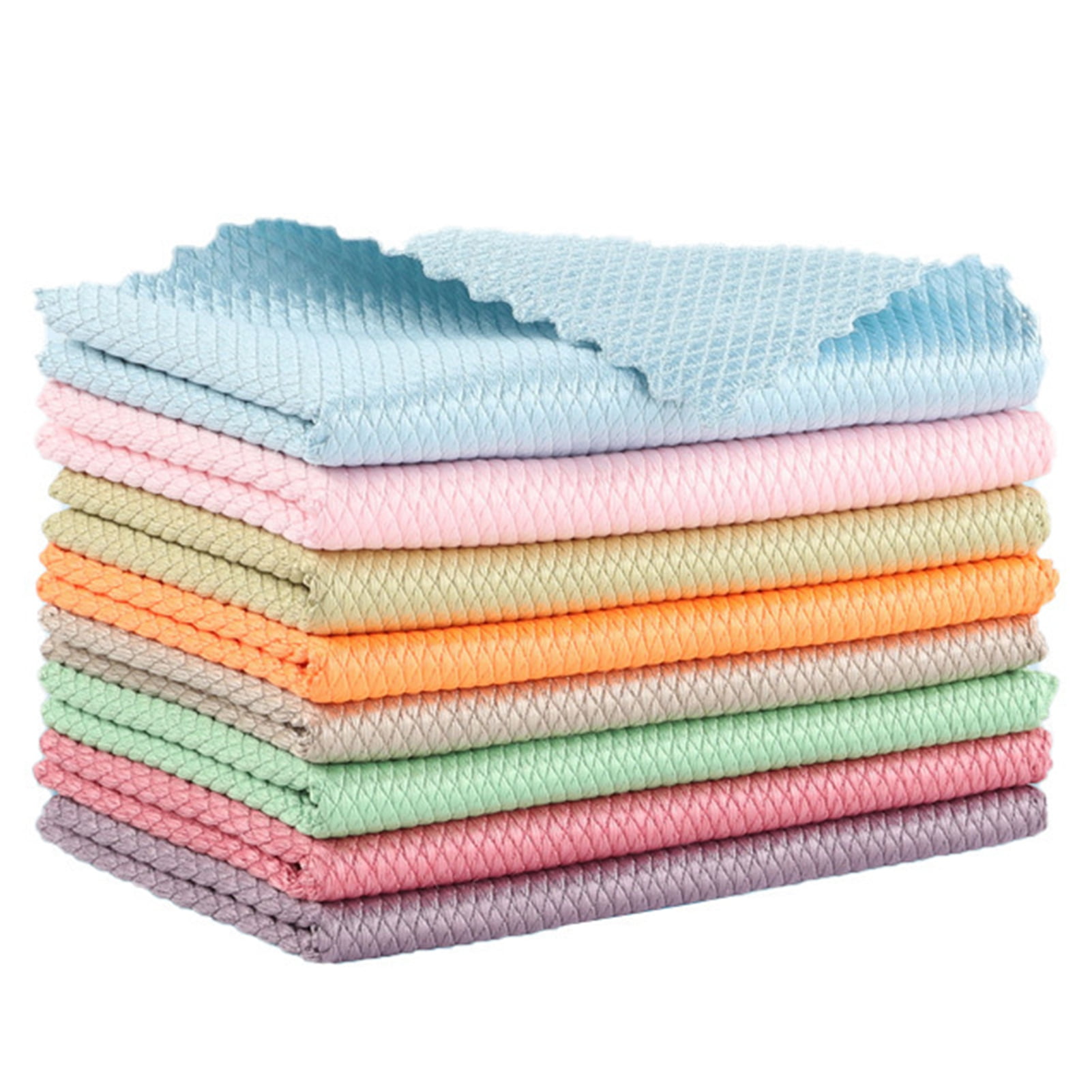 Jkung 5/10Pcs Fish Scale Cleaning Cloth Superfine Fiber Rag Lint Free ...