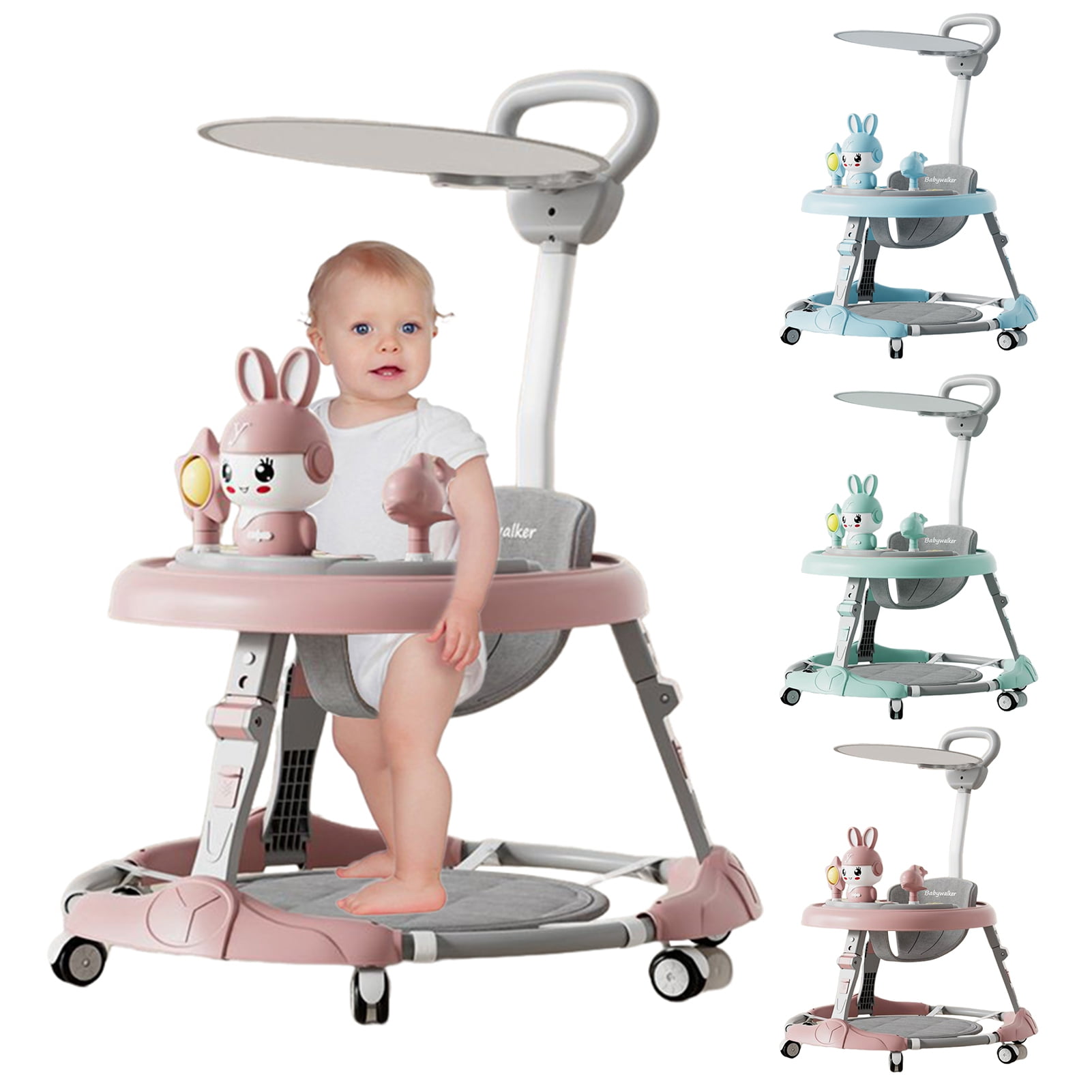 Jkung Baby Walker with Music 7 Levels Adjustment Anti-rollover Portable ...