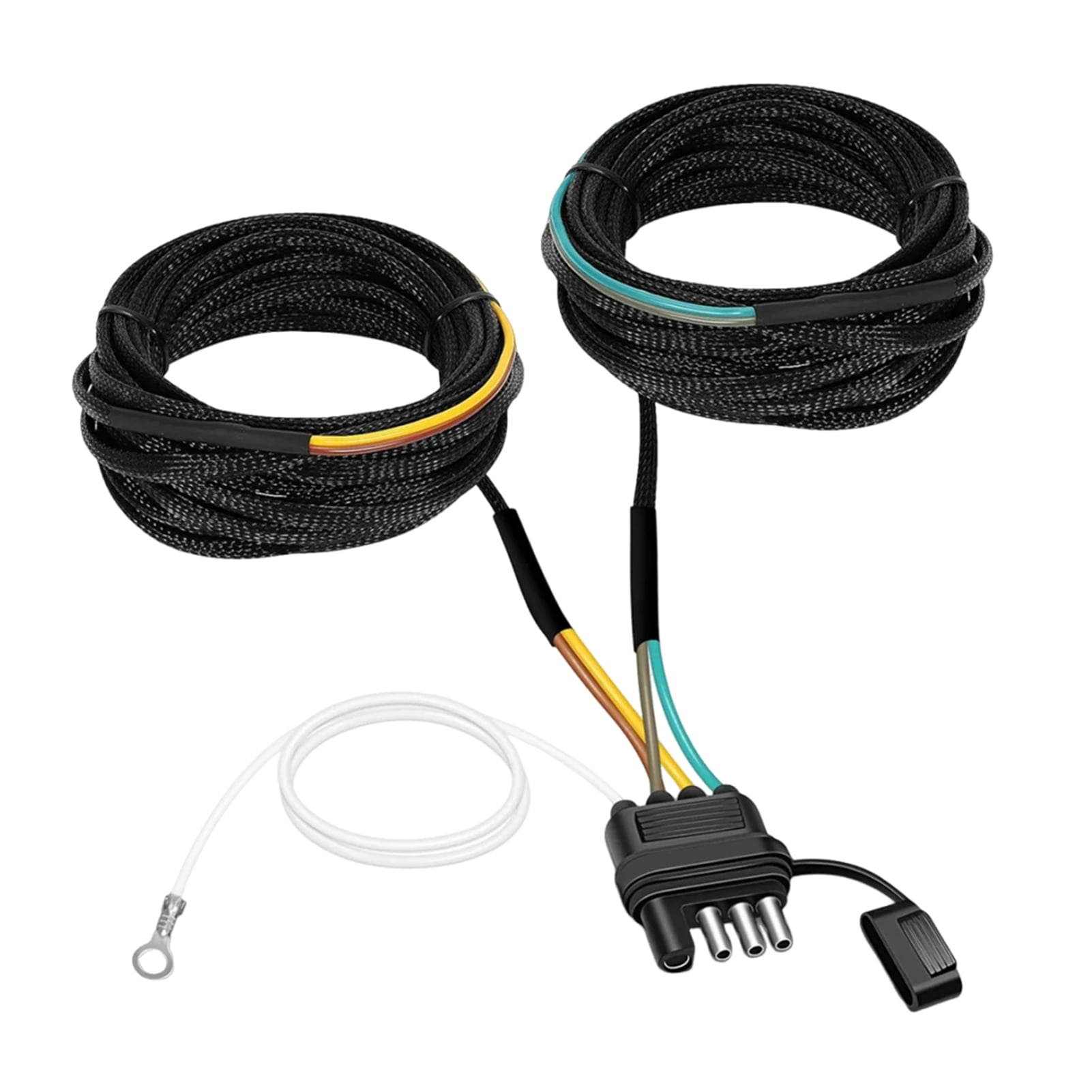 Jkung Boat RV 4 Pin 5 Wire Trailer Wiring Harness with Nylon Net Tube ...