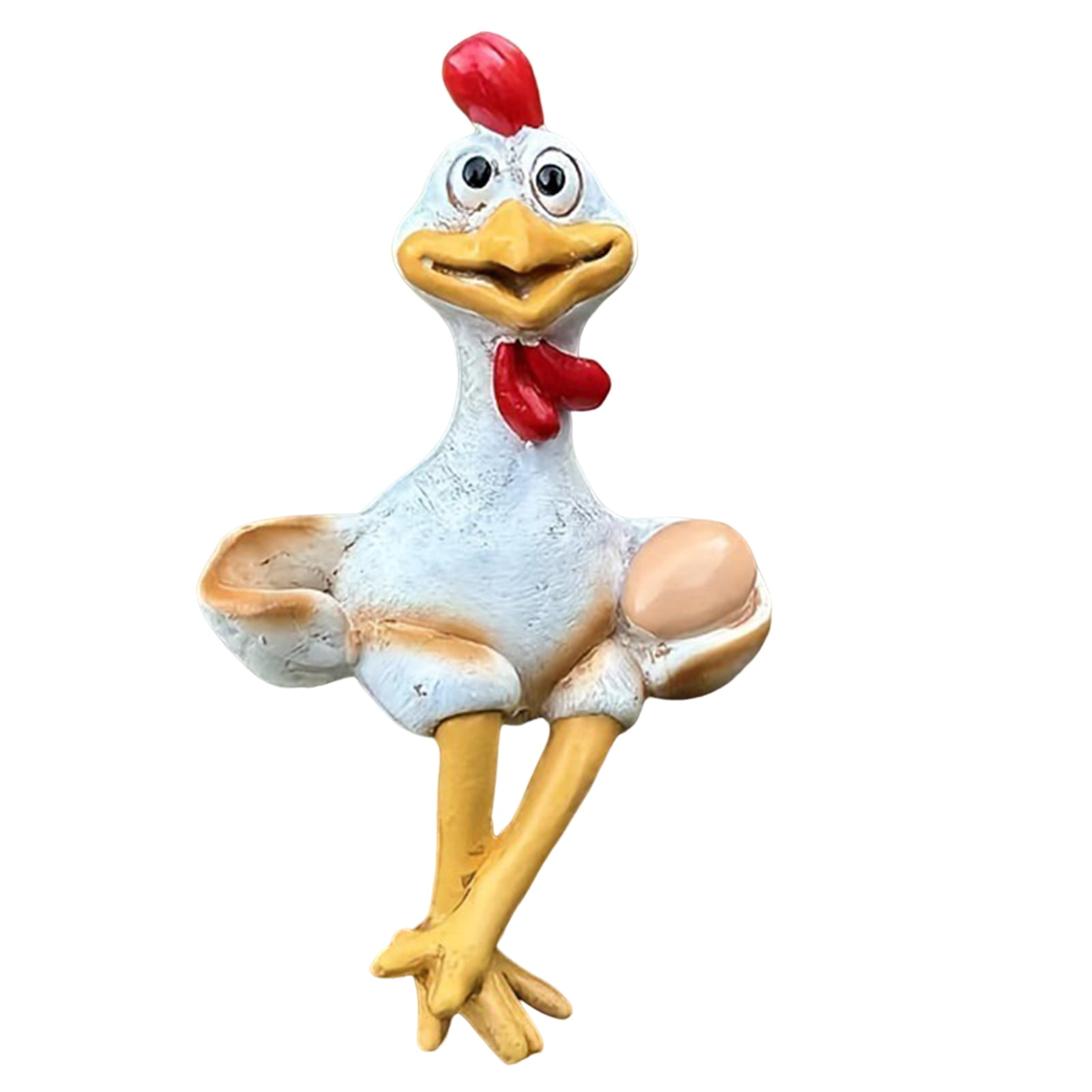 Jkung Chicken Ornament Resin Hand-Painted Sitting Chicken Statue Fence ...