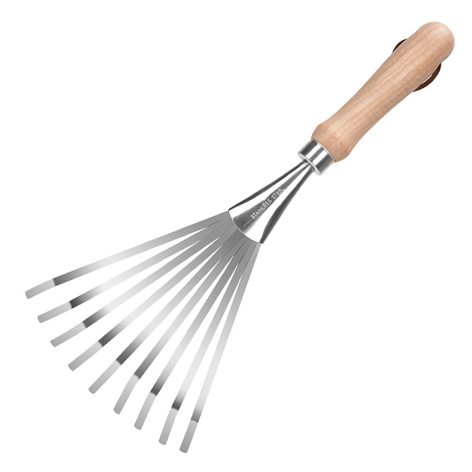 Jkung Garden Rake Stainless Steel Thatch Rake with Wooden Handle 9 ...