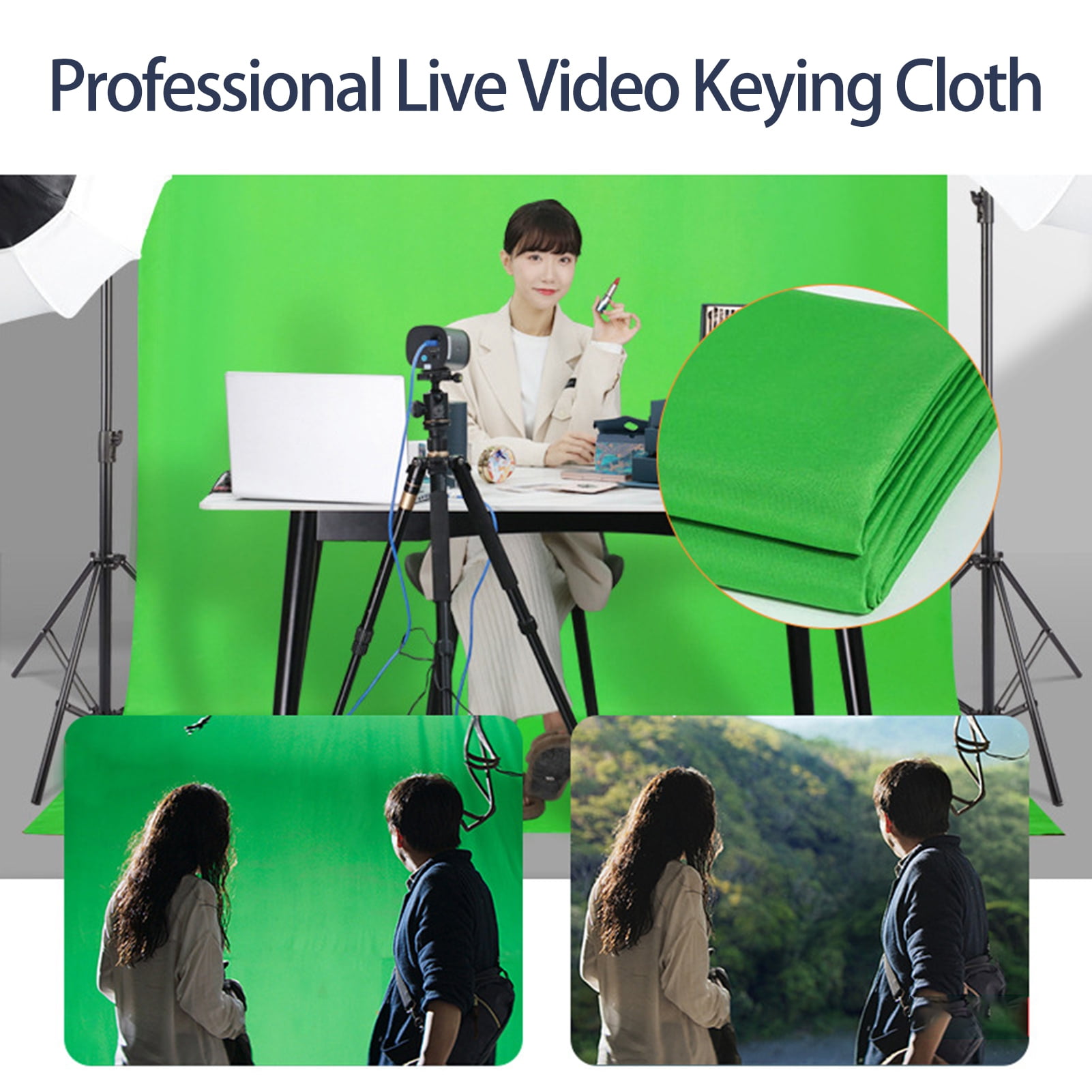 Jkung Green Screen Backdrop-Soft, Double‑Thick, Non‑Fading, Washable ...