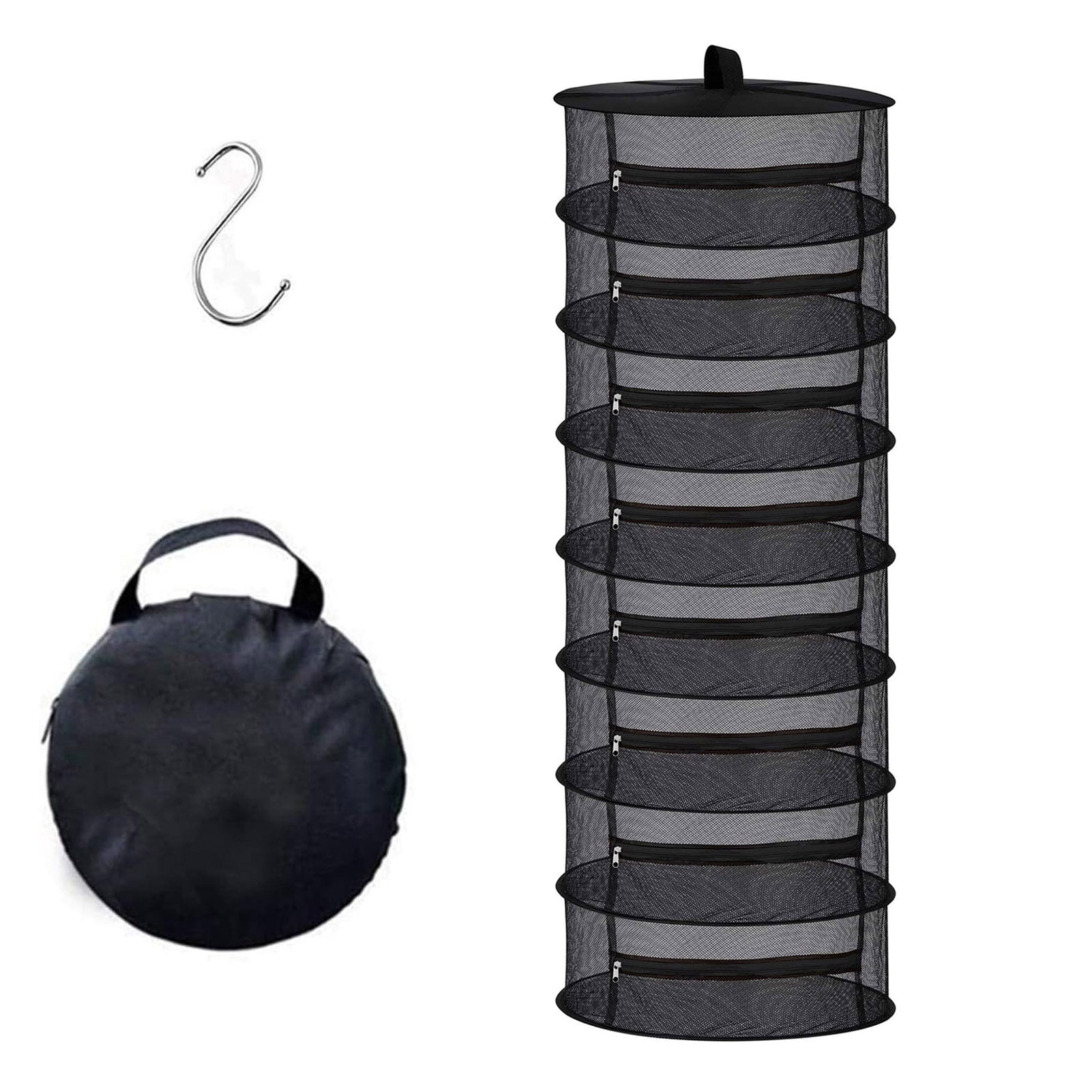 Jkung Herb Drying Rack 4 Tier Drying Cage with S-shaped Hook Folding ...