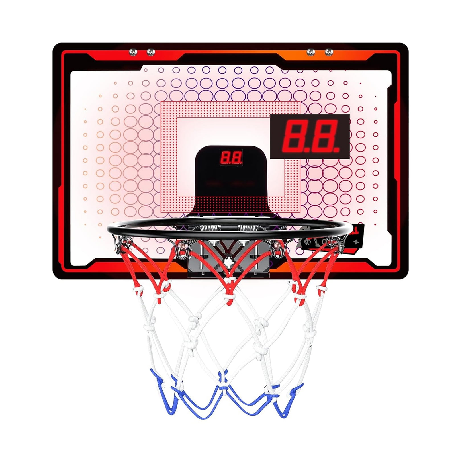 Jkung Indoor Basketball Hoop Mini Hoop with LED Light Wall Mounted Door ...
