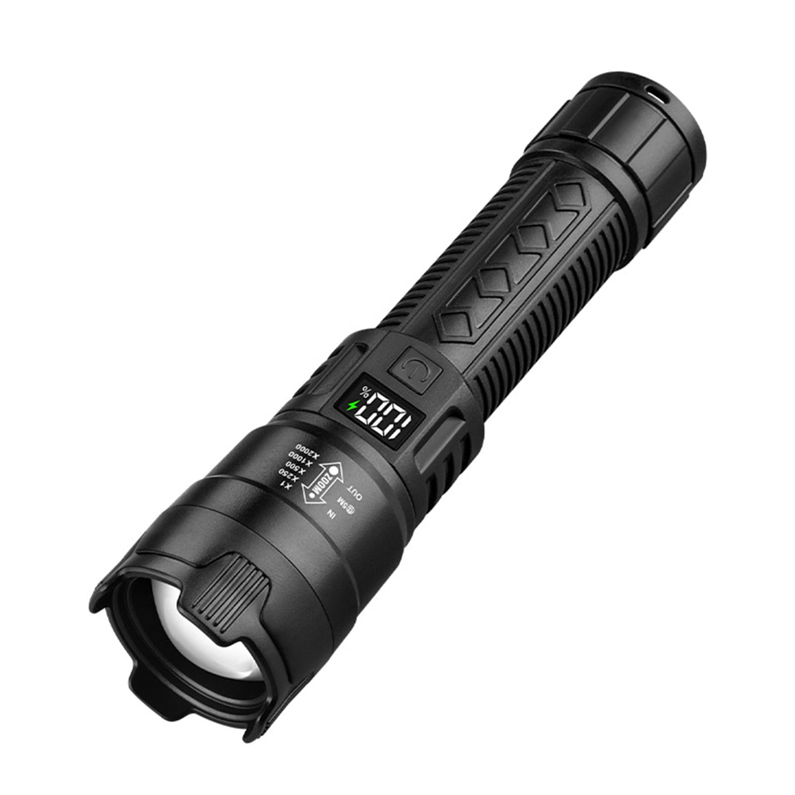 Jkung LED Flashlight Super Bright Digital Display IPX65 Waterproof Rechargeable Zoomable Outdoor ...