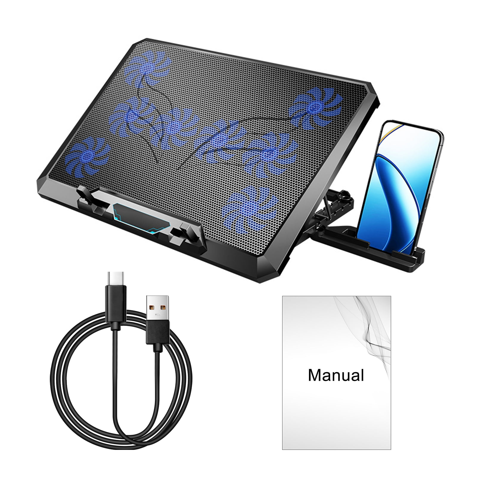 Jkung Laptop Cooling Pad with 8 Cooling Fans Height Adjustable Strong ...