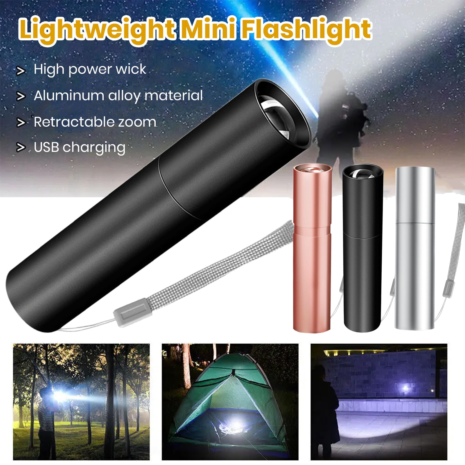 Jkung Rechargeable Flashlight Super Bright High Lumens Adjustable ...