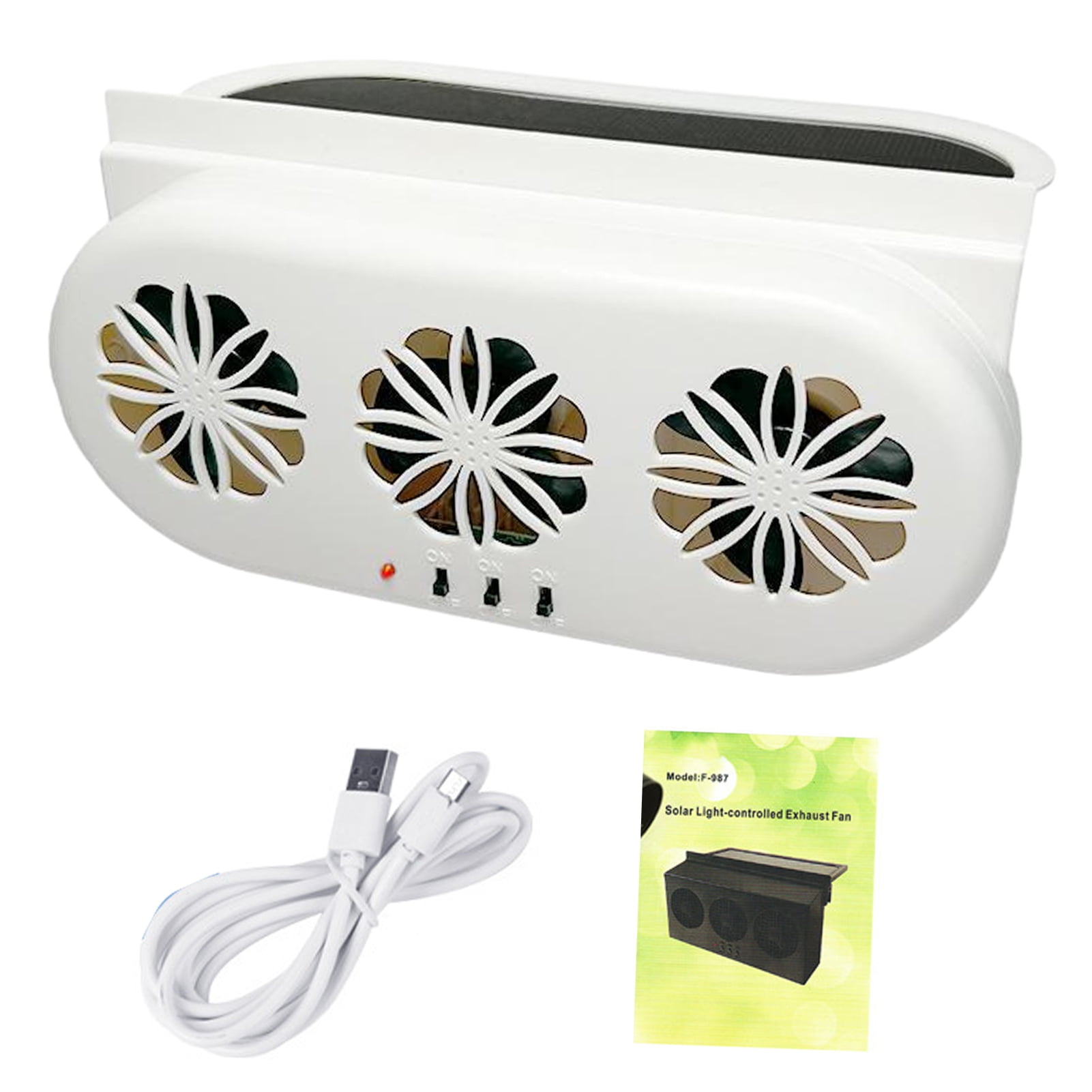 Jkung Solar Powered Car Window Fan Auto Solar Ventilation Fan Heat ...