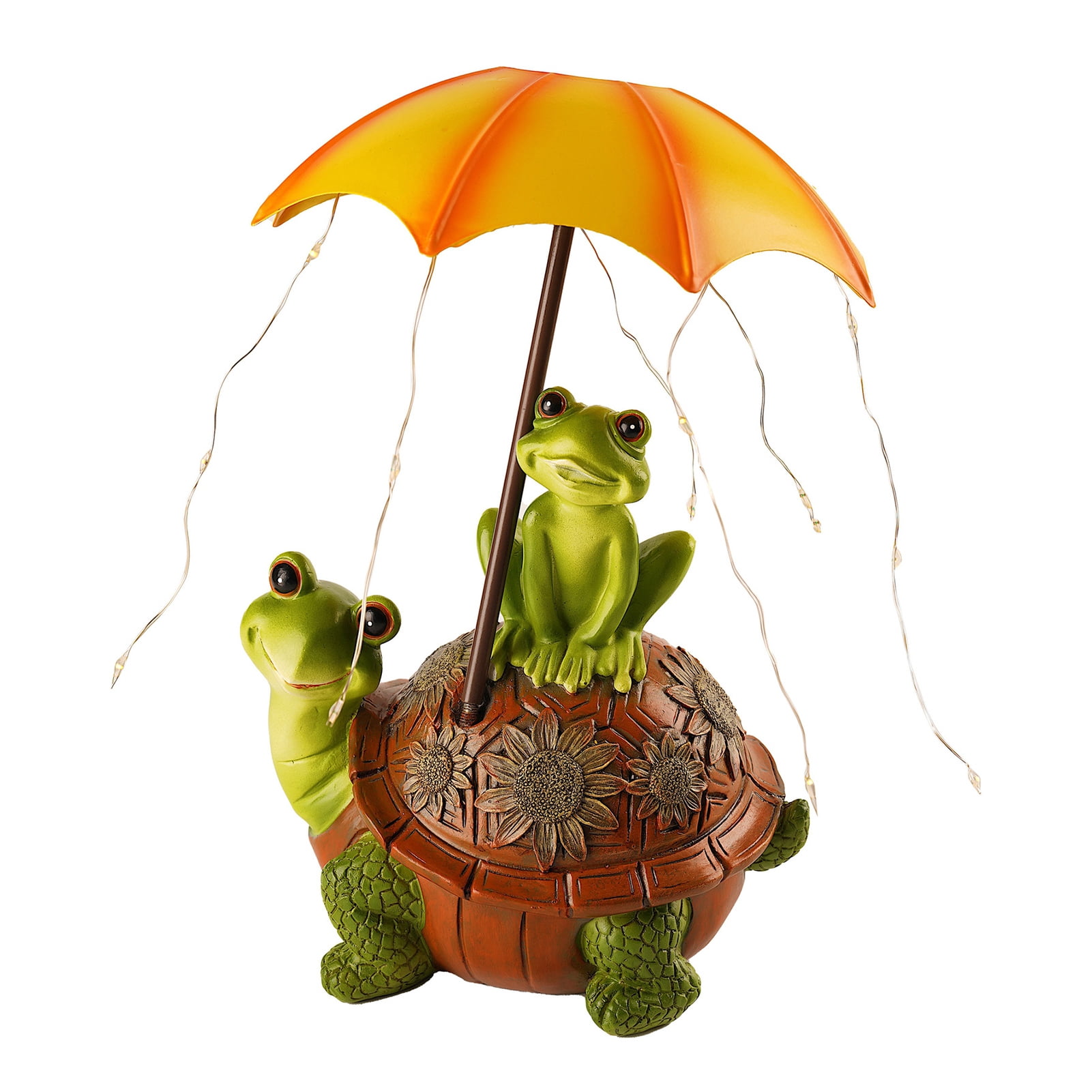 Jkung Solar Turtle/Frog Garden Statue, LED Light Decor for Patio/Lawn ...