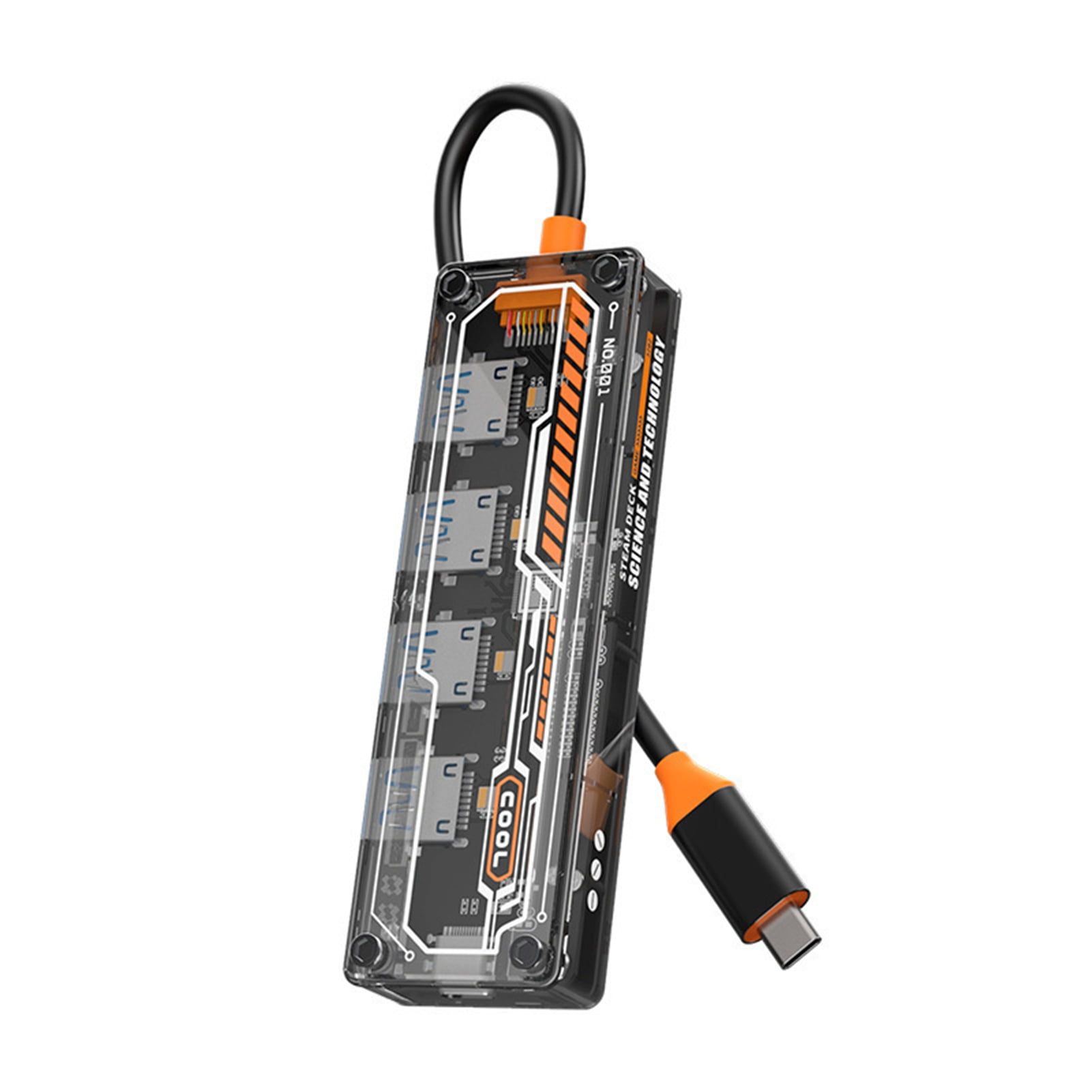 Jkung Transparent 4‑in‑1 USB 3.0 Hub-Plug‑and‑Play, Ultra‑Slim Docking ...