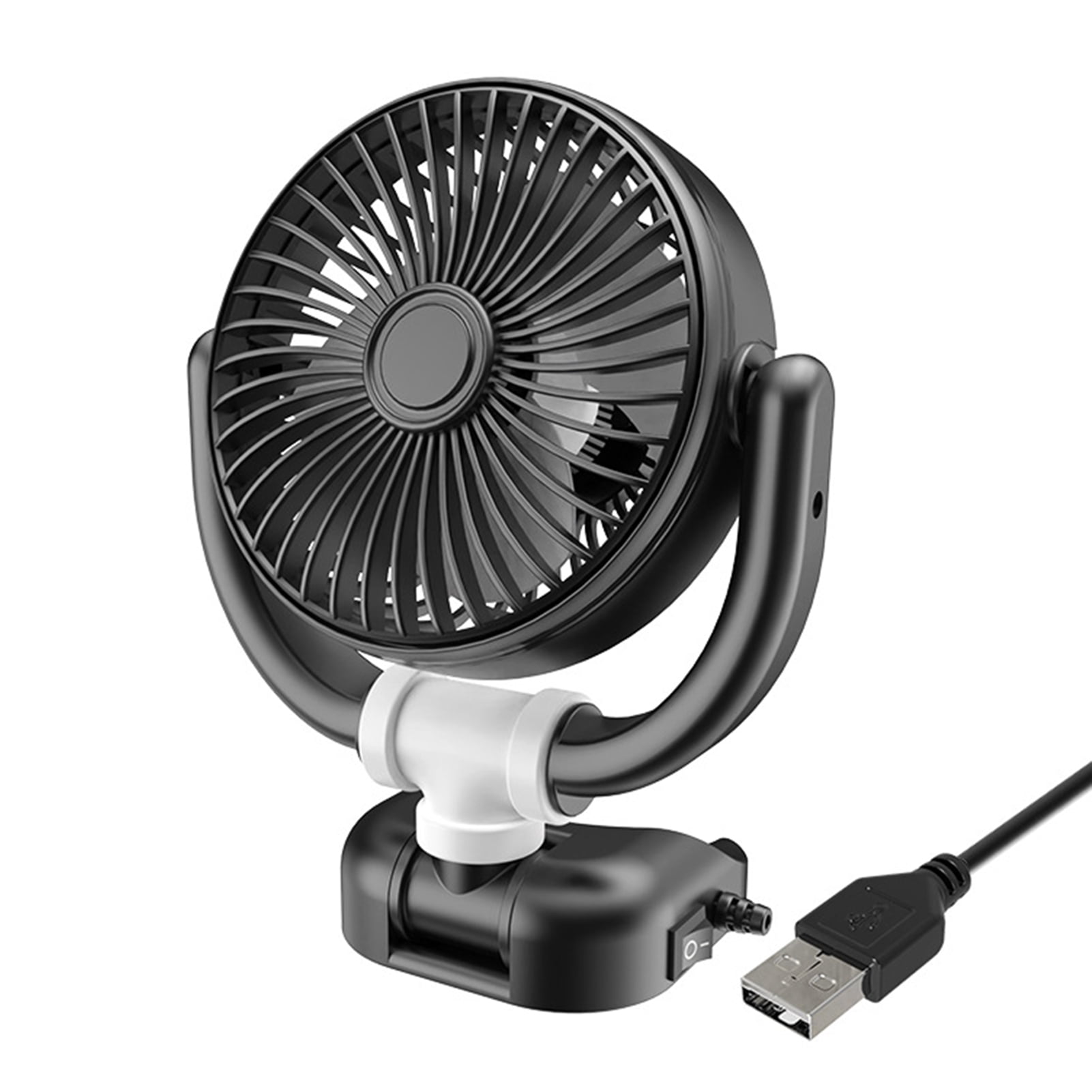 Jkung USB Car Fan 360-Degree Rotatable Powerful Plug-Play High Speed ...