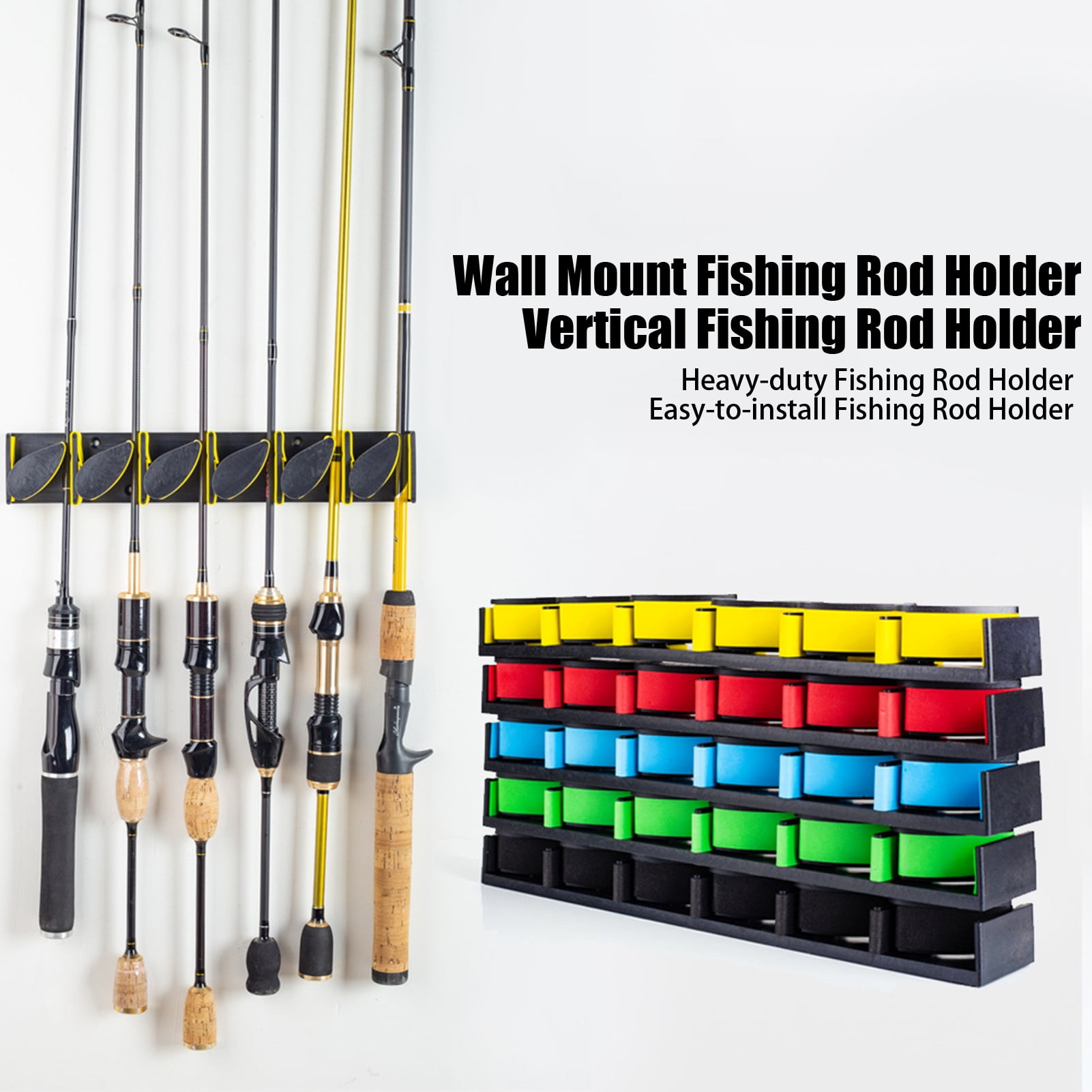 Jkung Wall Mount Fishing Rod Holder Adjustable Heavy Duty Vertical 3 to ...