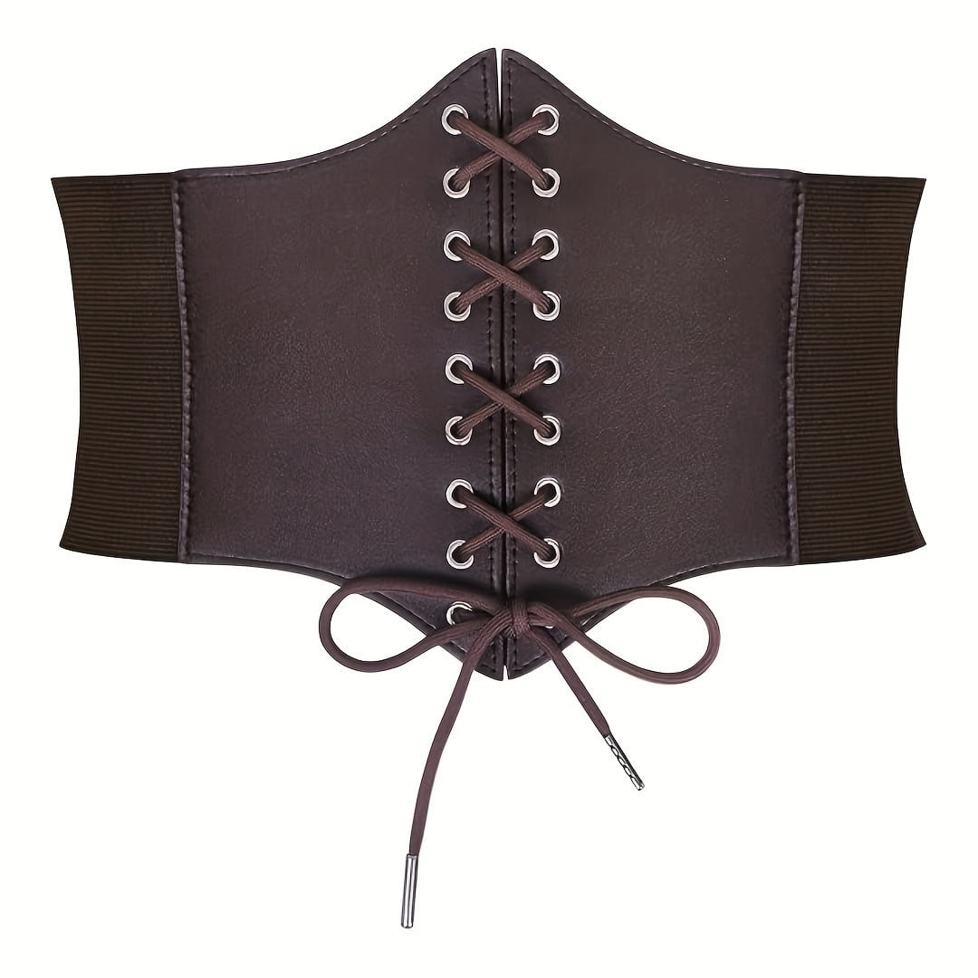Jkzcp Suosdey Black Corset Belt For Women Vintage Lace Up Elastic Waist