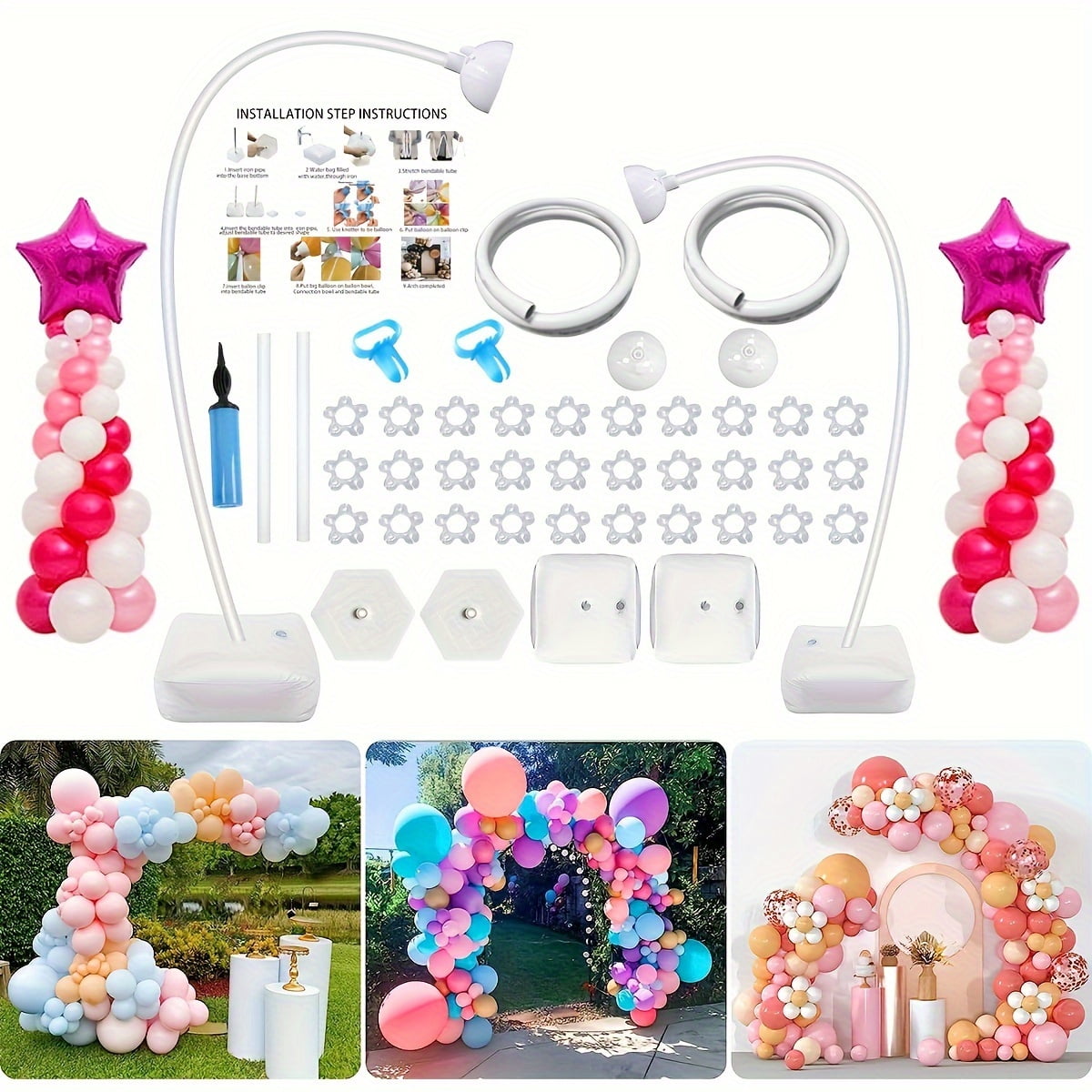 Jkzcp Versatile Balloon Arch Kit 1.5m+2.5m Adjustable Reusable Aluminum ...