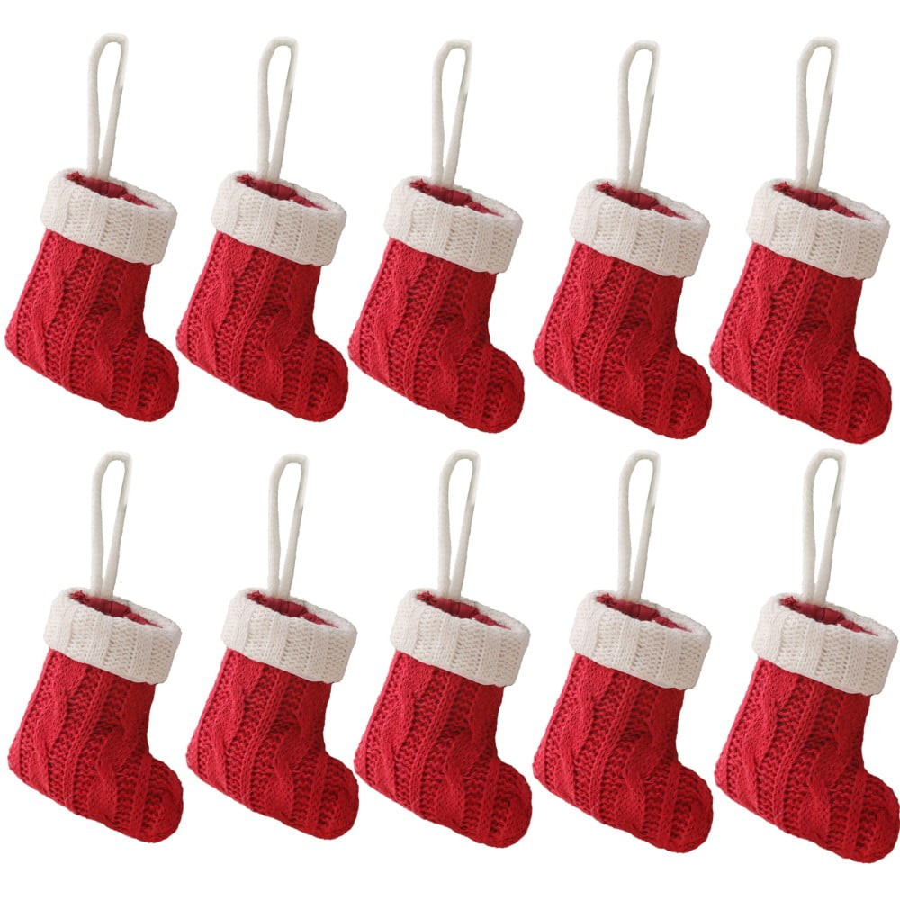 Jlong 1PC Christmas Socks Decoration Red Knitted Tableware Holders, Candy Pouch Bag Knife Spoon ...