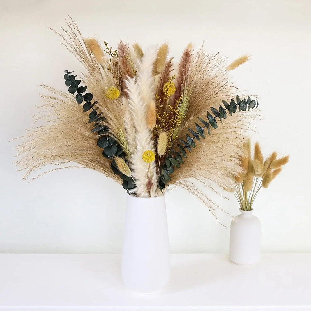 Jlong 21 Pcs Natural Pampas Grass, Boho Home Decor Dried Flowers ...