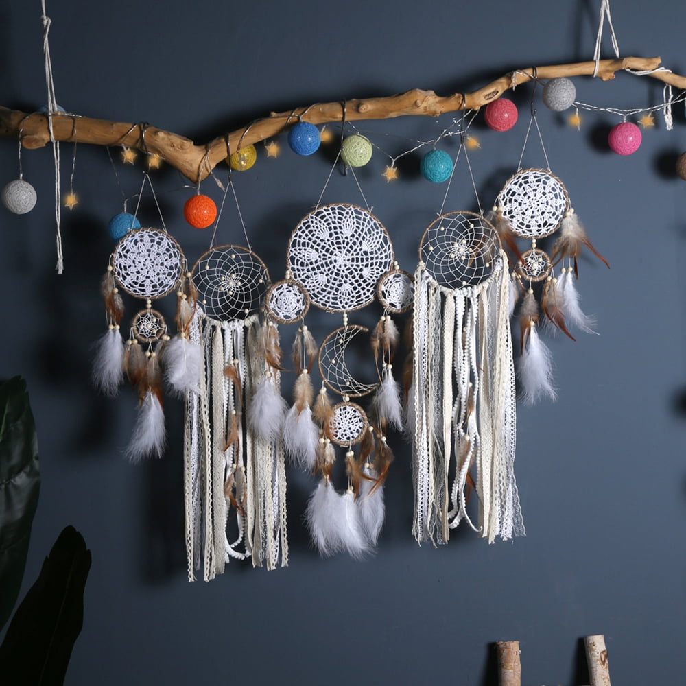 Jlong 5PCS Dream Catcher Set with LED Light String, Boho Handmade ...