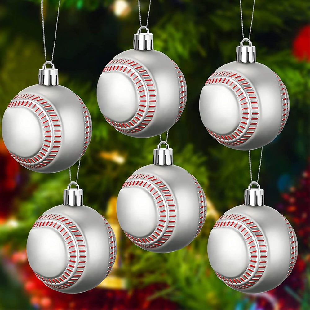 Jlong 6PCS Baseball Christmas Ball Ornaments Christmas Decorations,2.4 ...